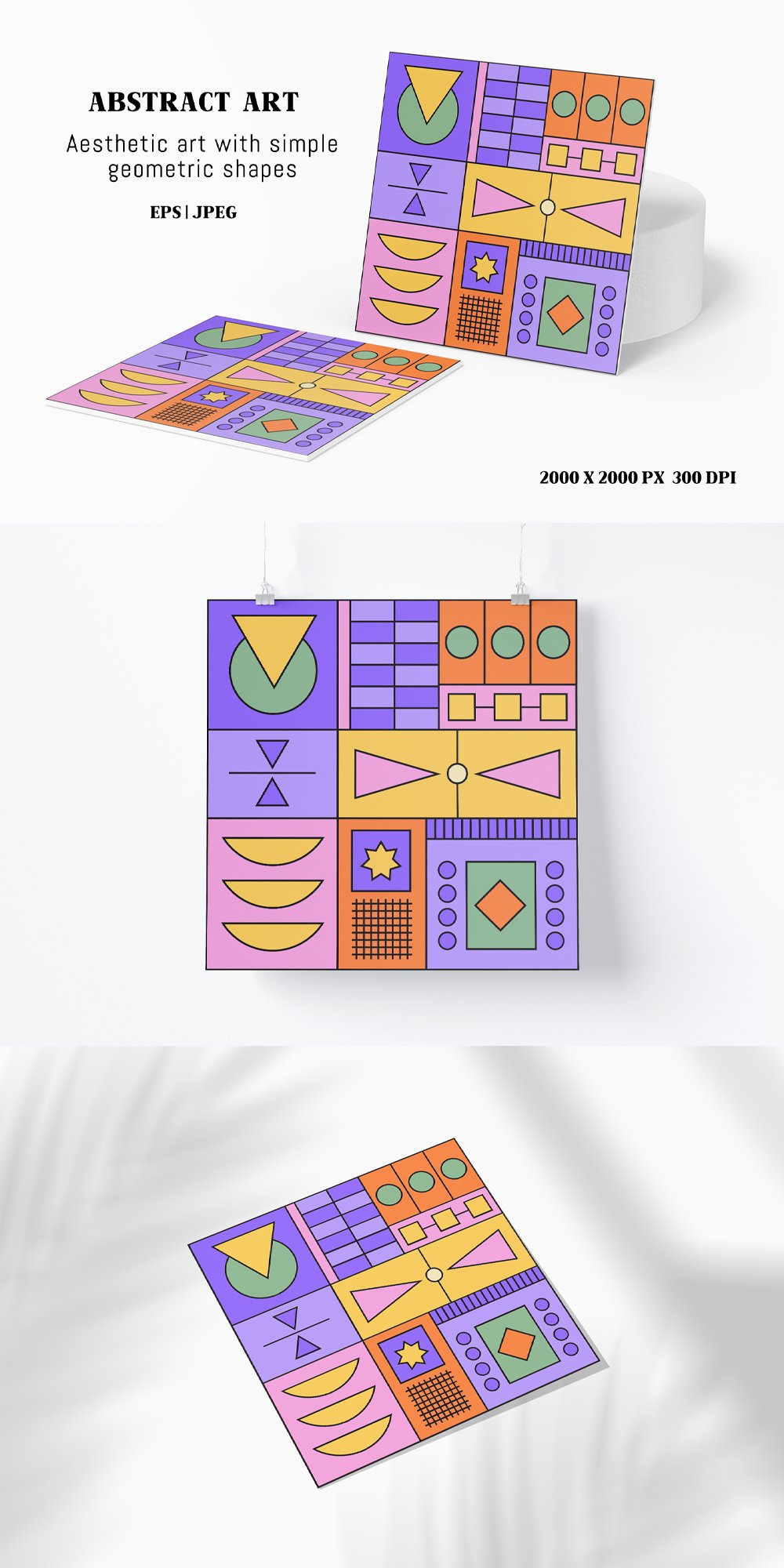 Aesthetic art with simple geometric shapes in pastel colors.