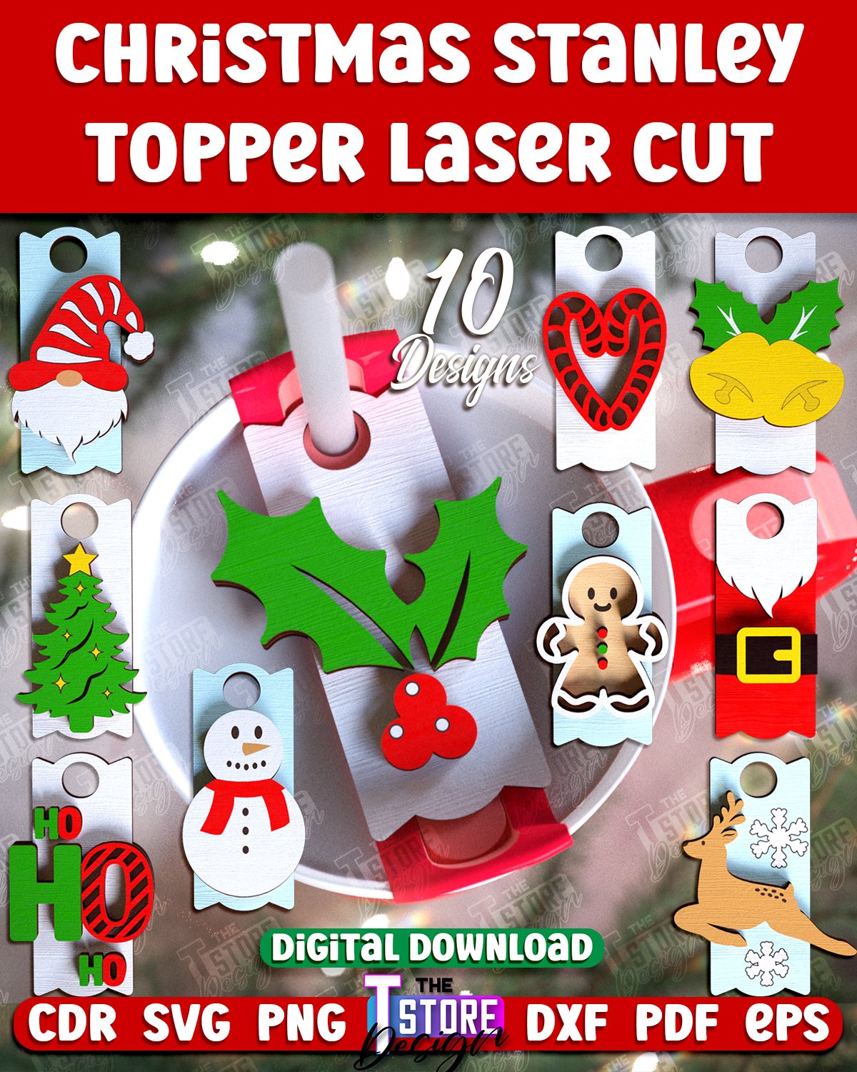 Christmas Stanley Toppers Laser Cut Bundle | Stanley Toppers