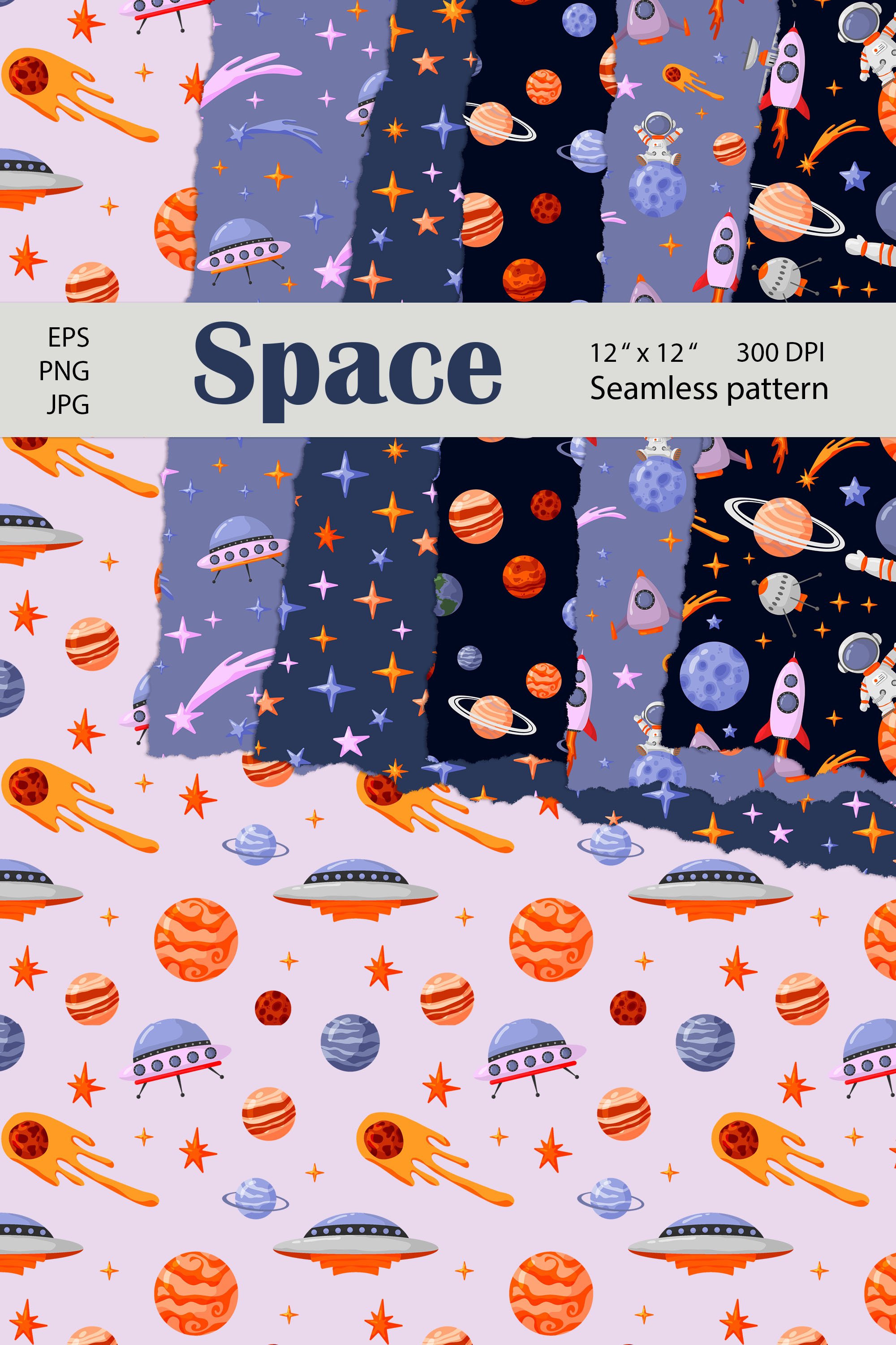 Astronaut and space digital seamless paper