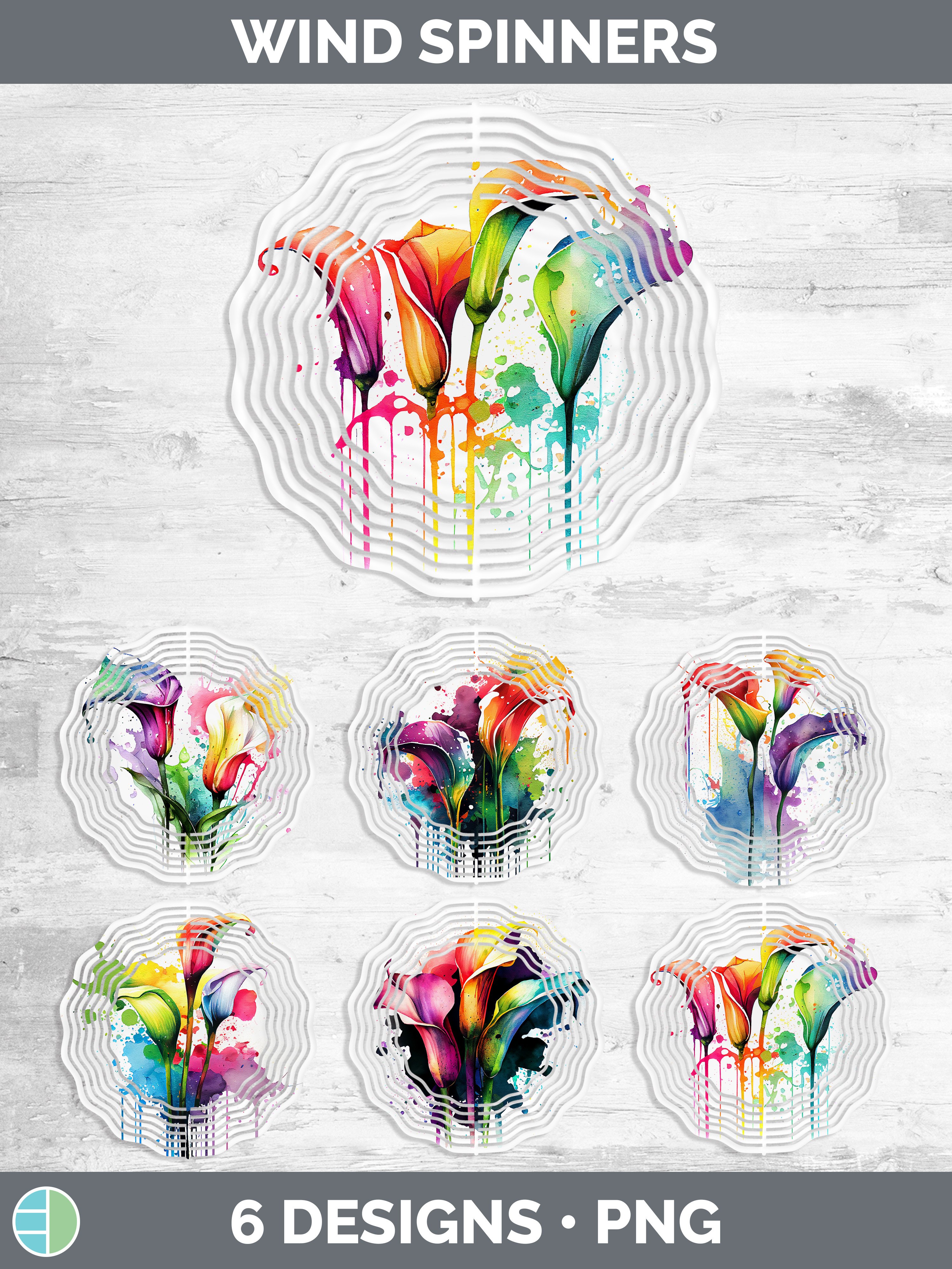 Rainbow Calla Lily Flowers Wind Spinner | Sublimation Spinne