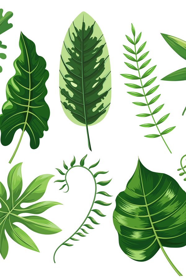 Tropical leaves. Exotic tropic leaf, botanic rainforest and