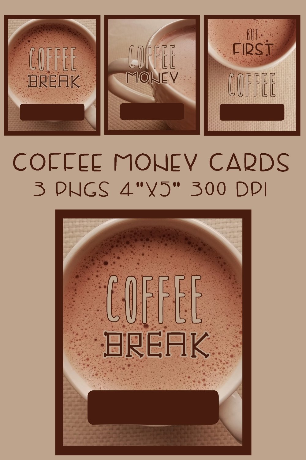 Coffee Printable Money Cards - 3 pngs