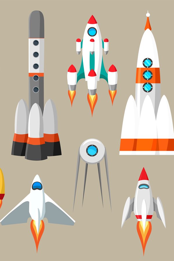 Cartoon rockets icons