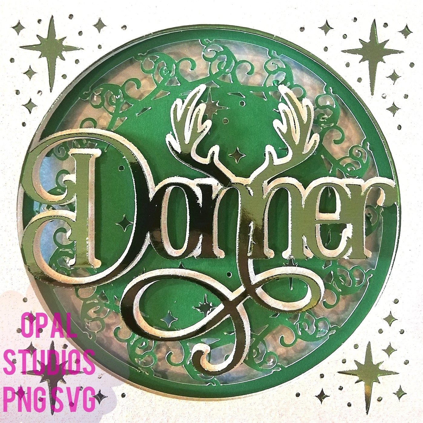 vintage Christmas Donner reindeer 3d layered shadow box