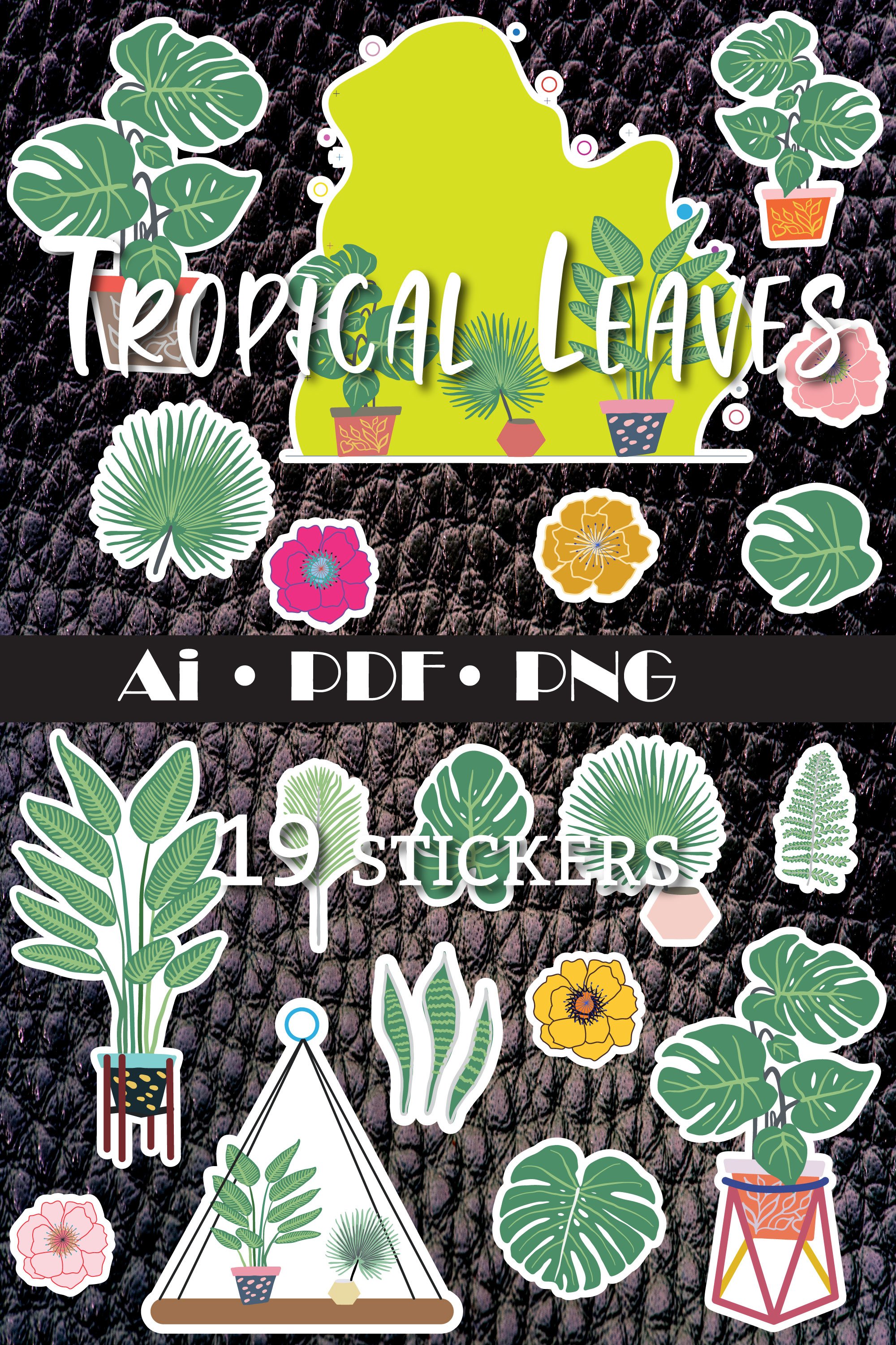 Plant stickers, Tropical 19 stickers