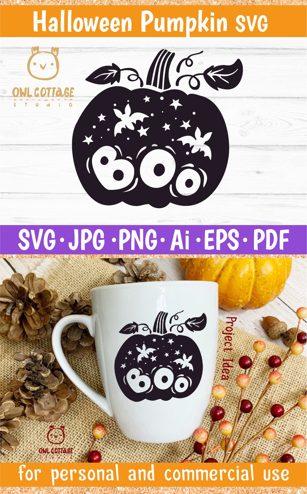 Boo Haloween Pumpkin svg, Patterned Pumpkin cut file,Pumpkin