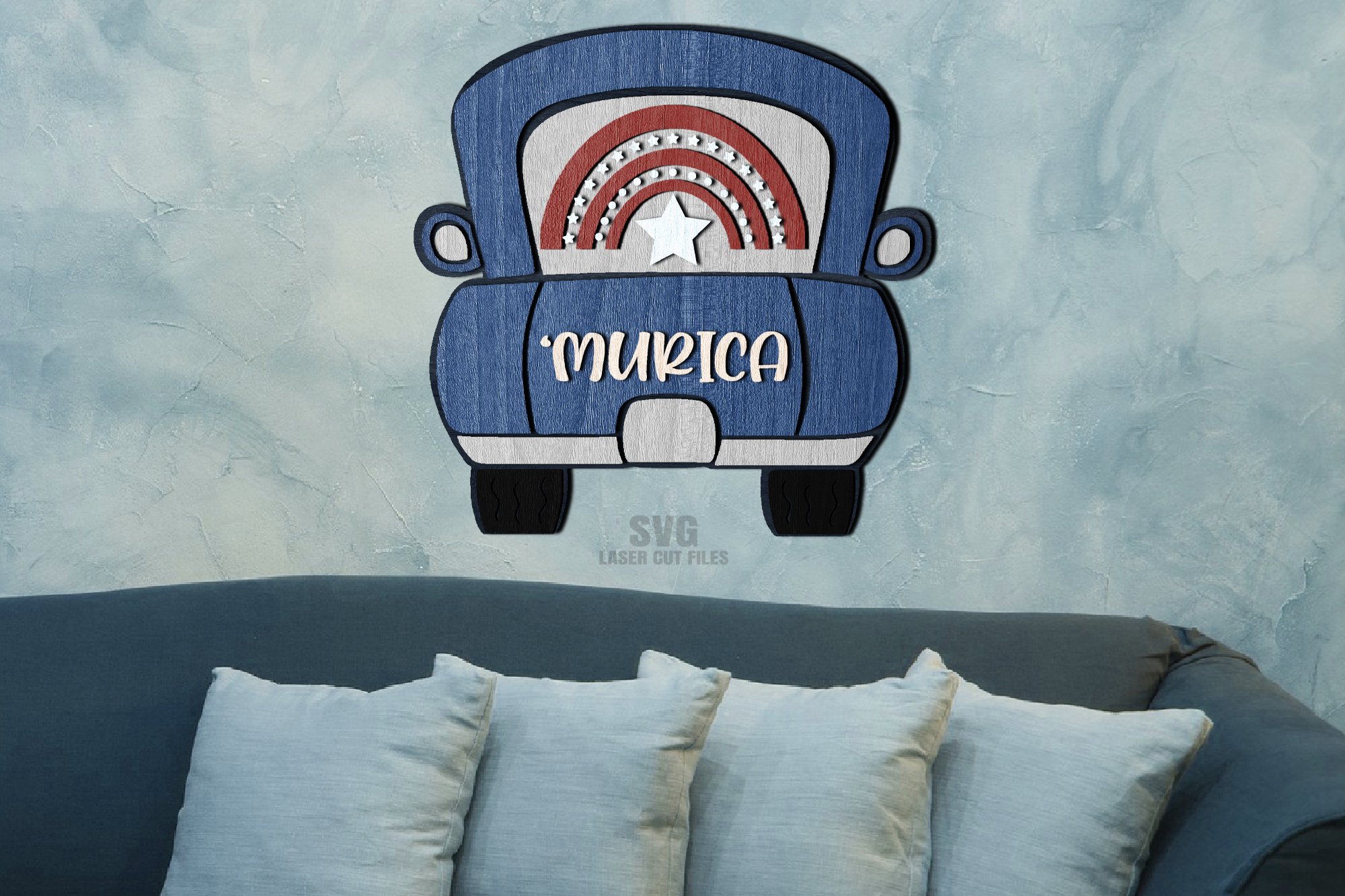 Murica Stars Stripes Truck Sign SVG Glowforge Laser Files