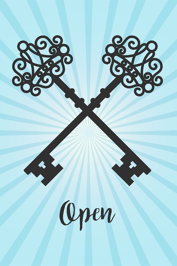 Vintage crossed keys on blue background