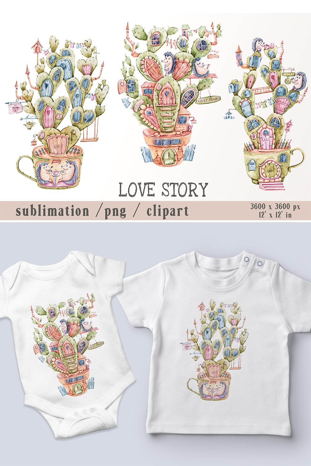 Watercolor cactus png clipart. Nursery hedgehogs (809635)