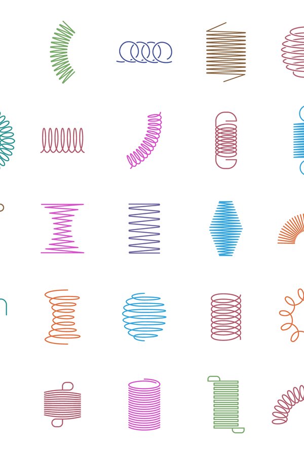 Metal curved spring. Wire springs, mechanical curved steel