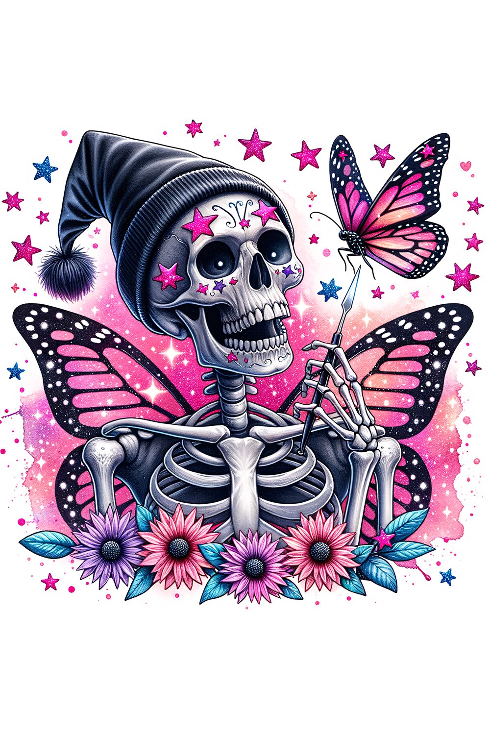 Skeleton with Butterfly JPG sublimation Design (3630409)