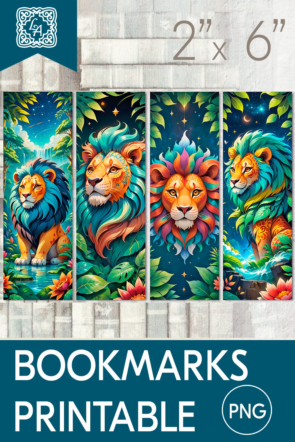Magic Lion bookmarks Printable Bookmark 4 PNG