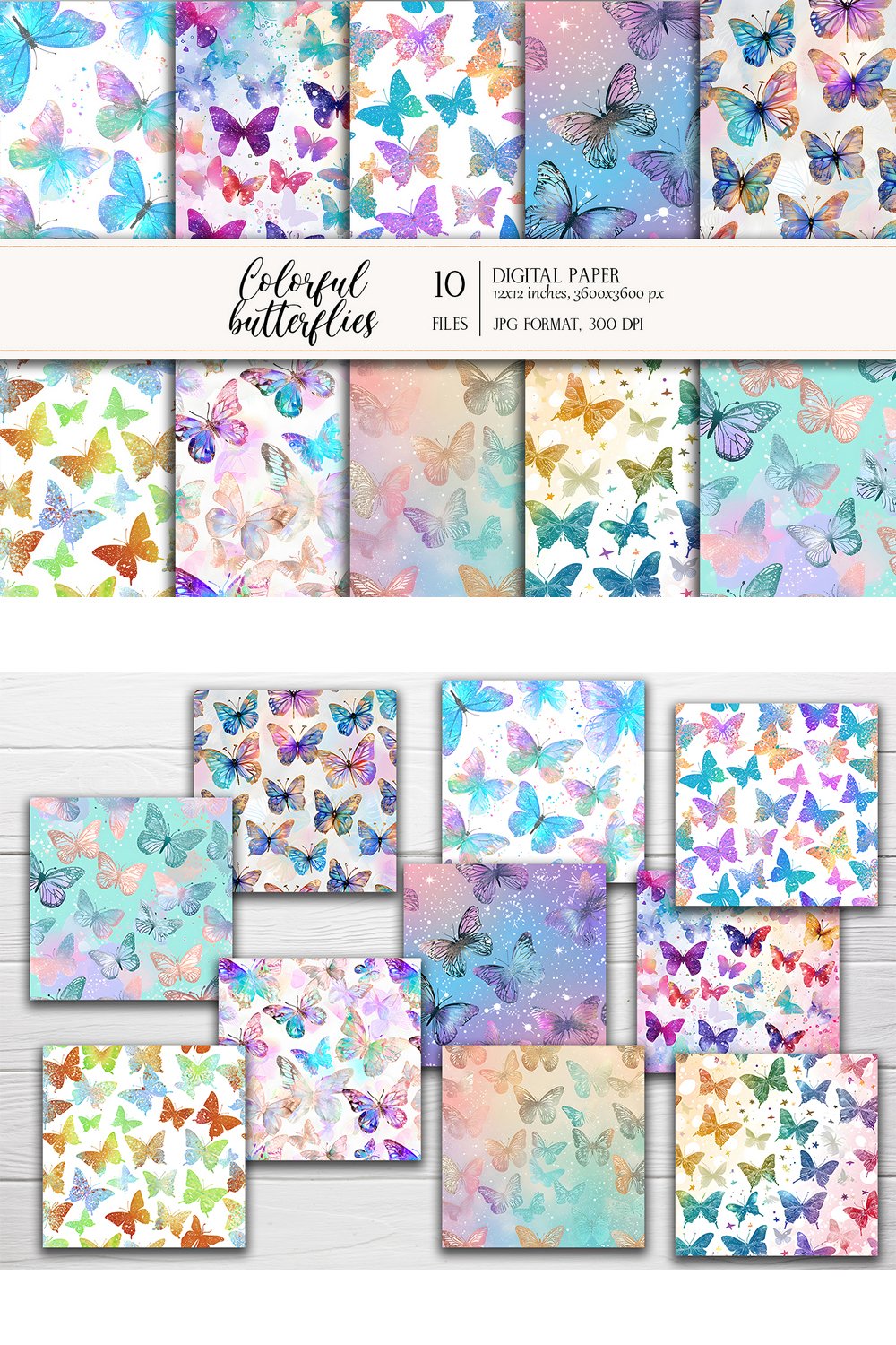 Colorful Butterflies Digital Paper (3431000)