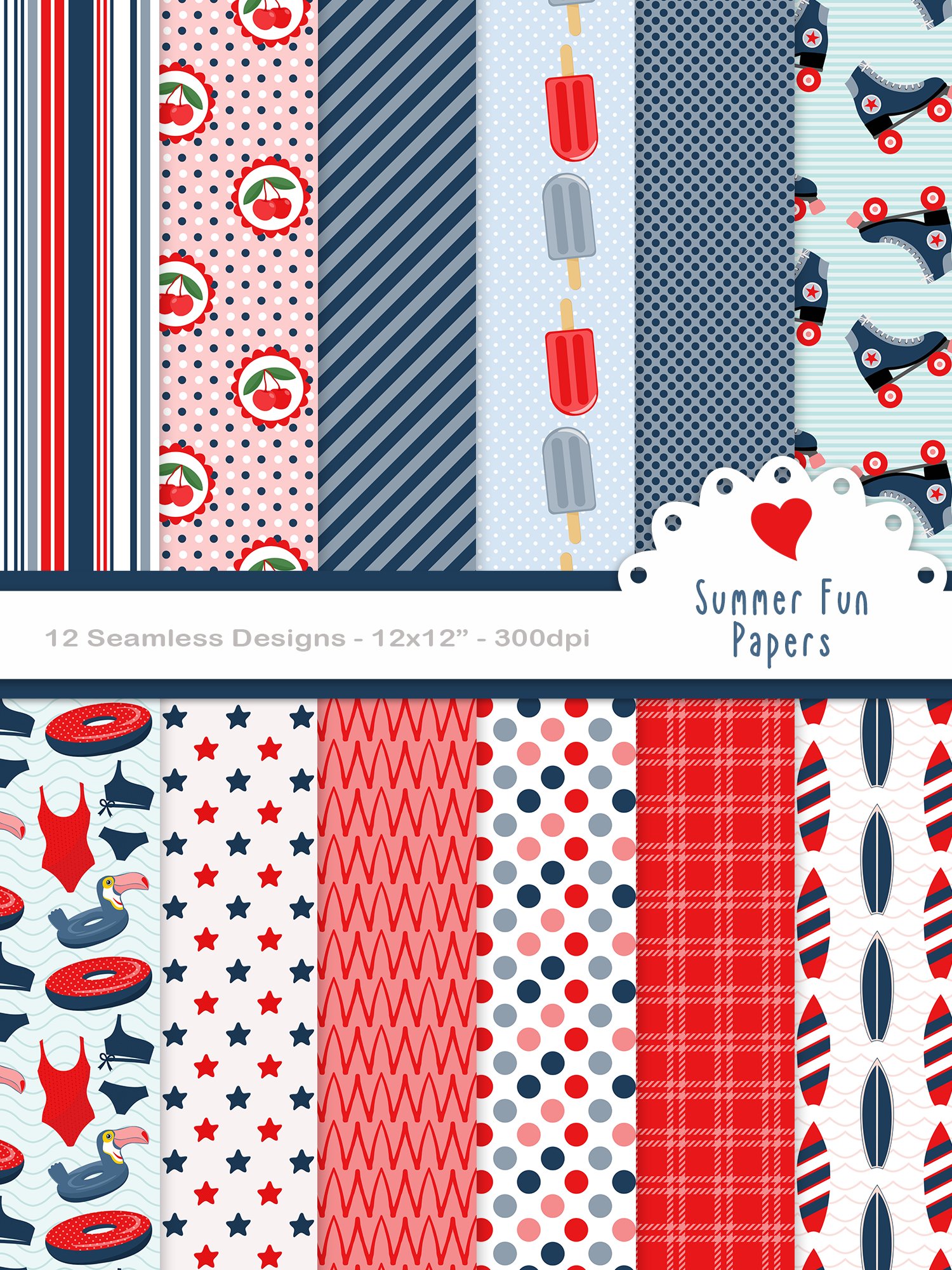 Summer fun planner papers, seamless scrapbook (2078985)