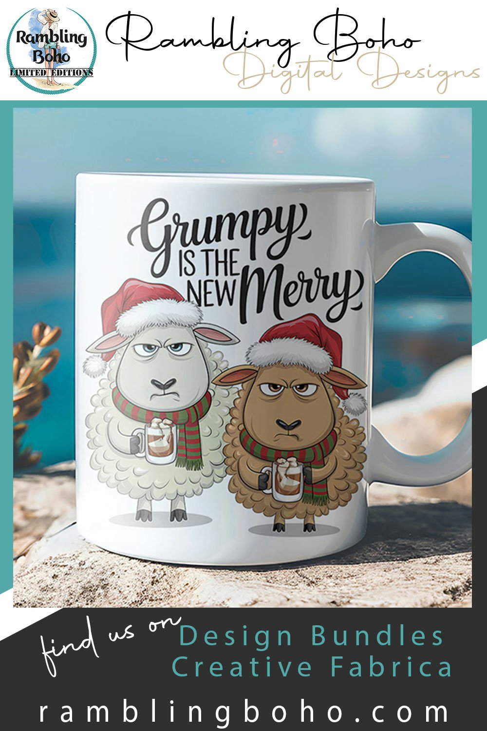 Grumpy is the New Merry Funny Xmas Sheep
