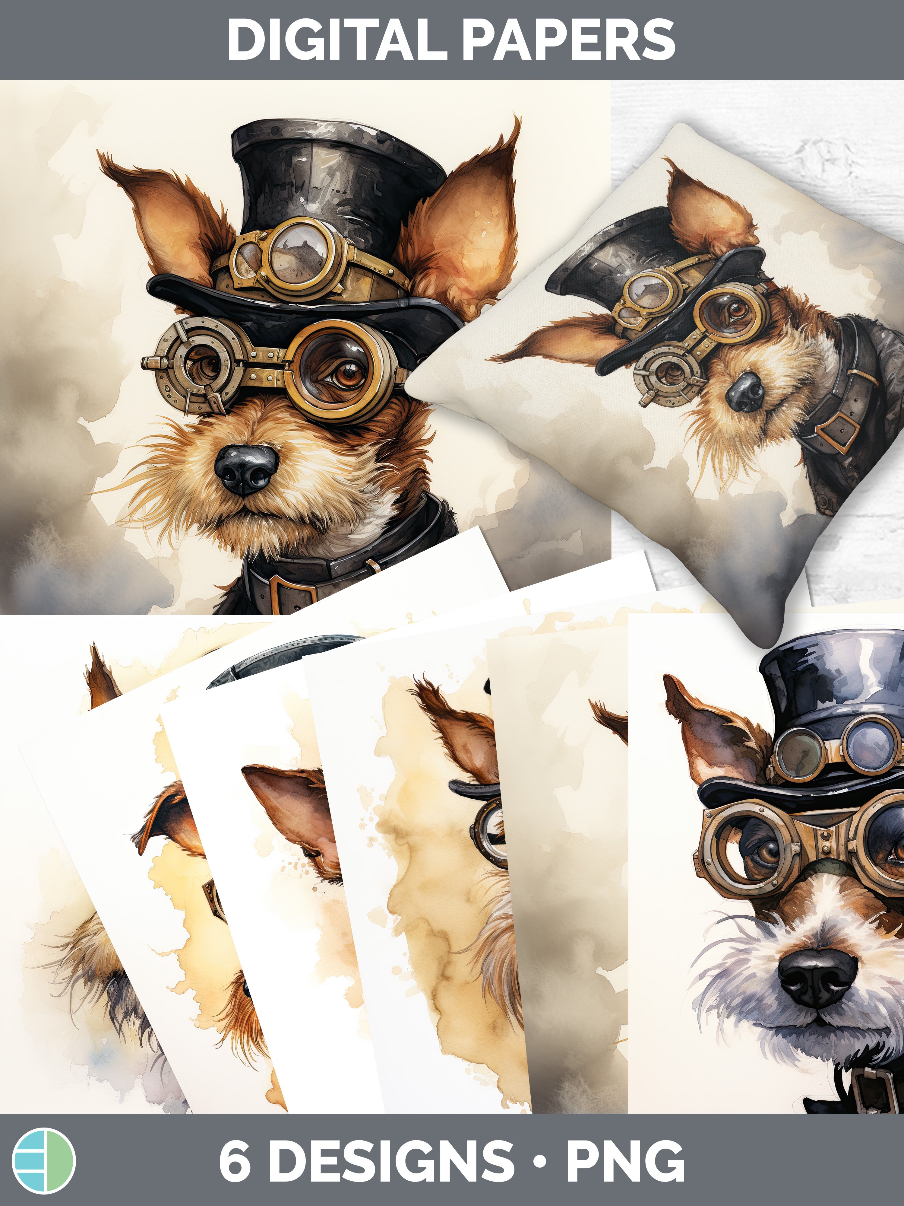 Vintage Fox Terrier Dog Paper Backgrounds | Digital Scrapboo
