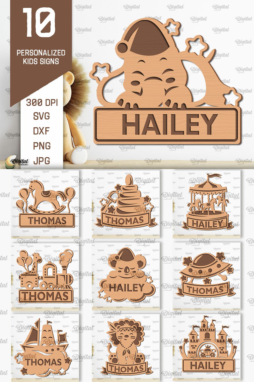 Personalized Kids Signs Laser Cut Bundle. Baby Room Art SVG