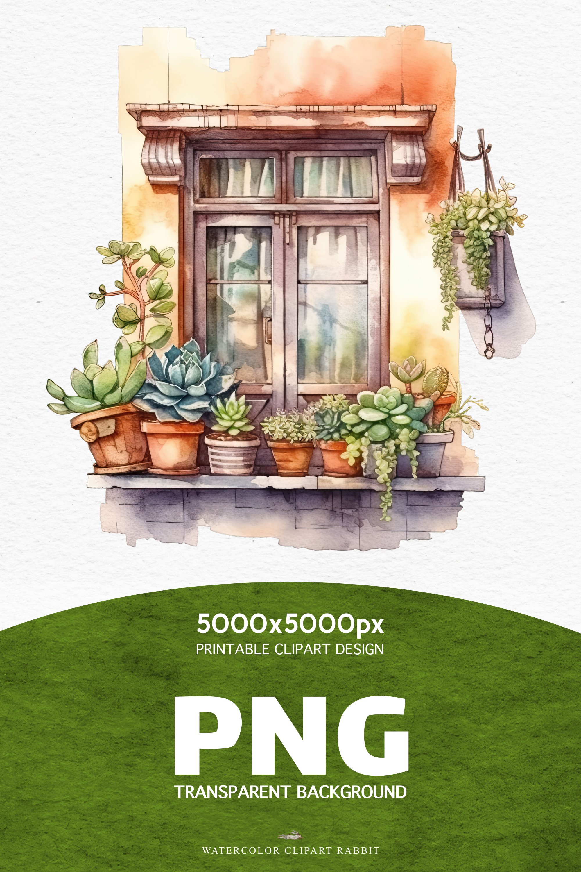 Floral Window Flowers Clipart PNG Scrapbooking Nursery Art