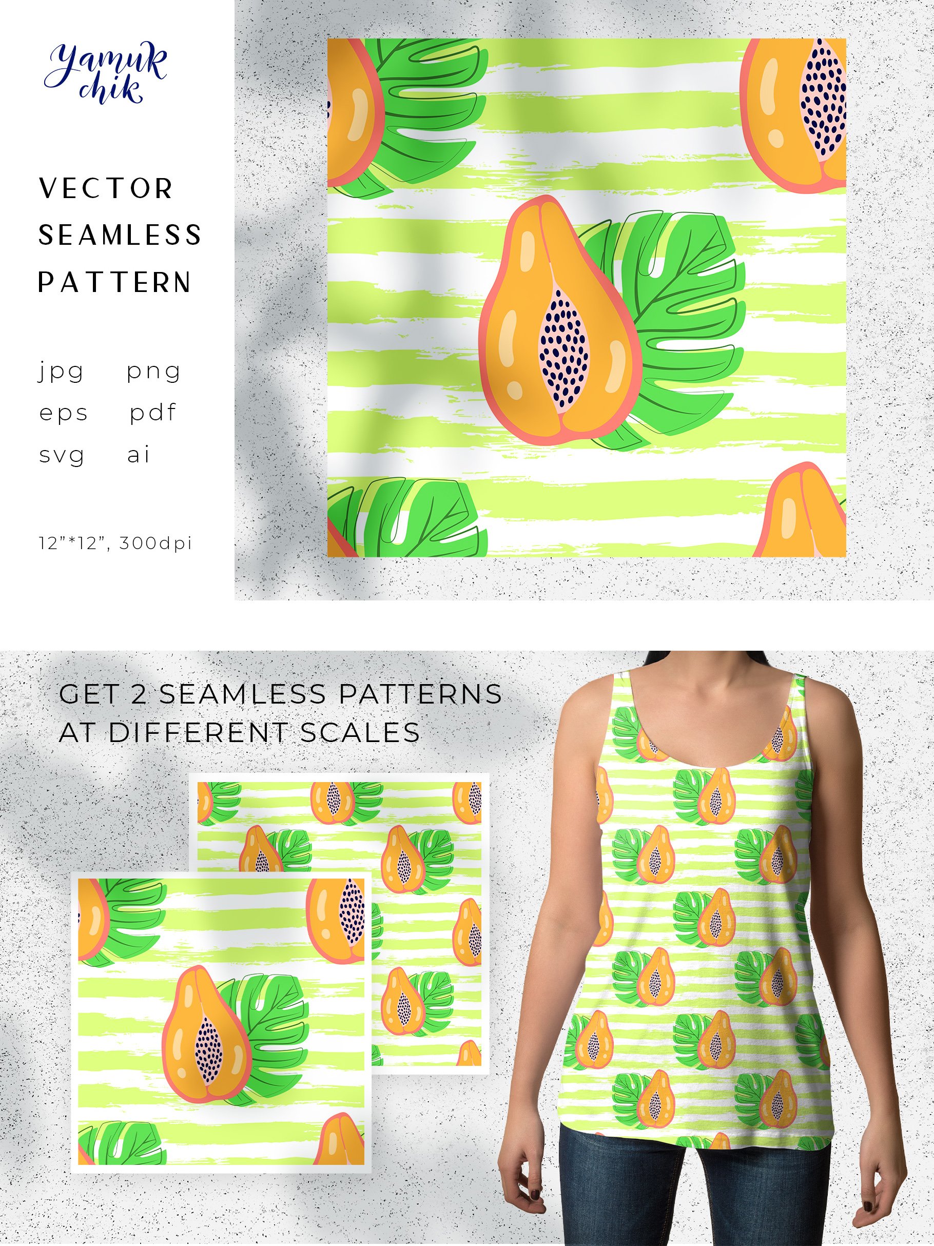 Papaya repeat pattern, Fruit Digital Paper, papaya (993922)