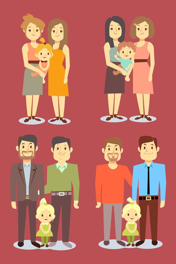 Set of vector gay LGBT happy families (821313)