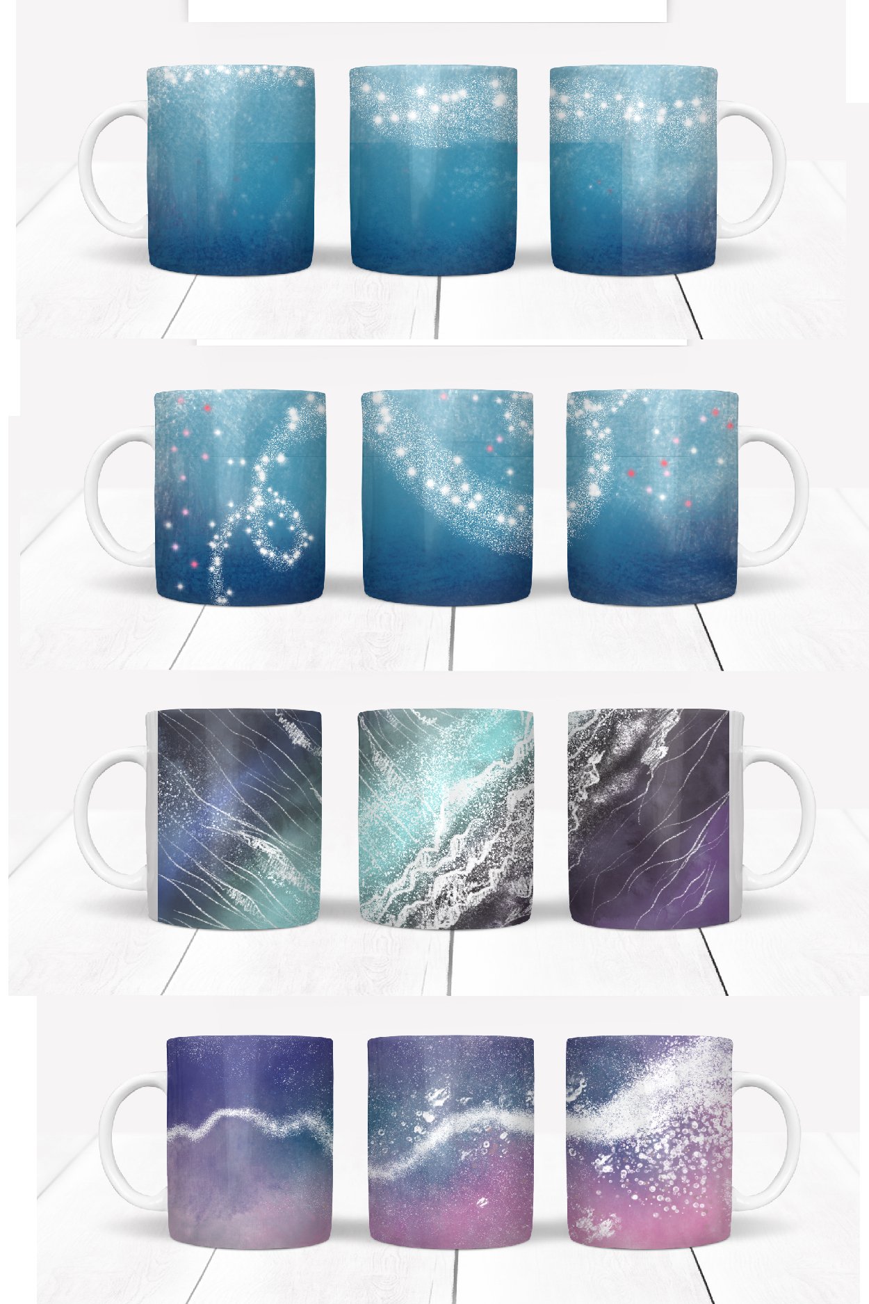 Ocean mug sublimation bundle, 6 designs