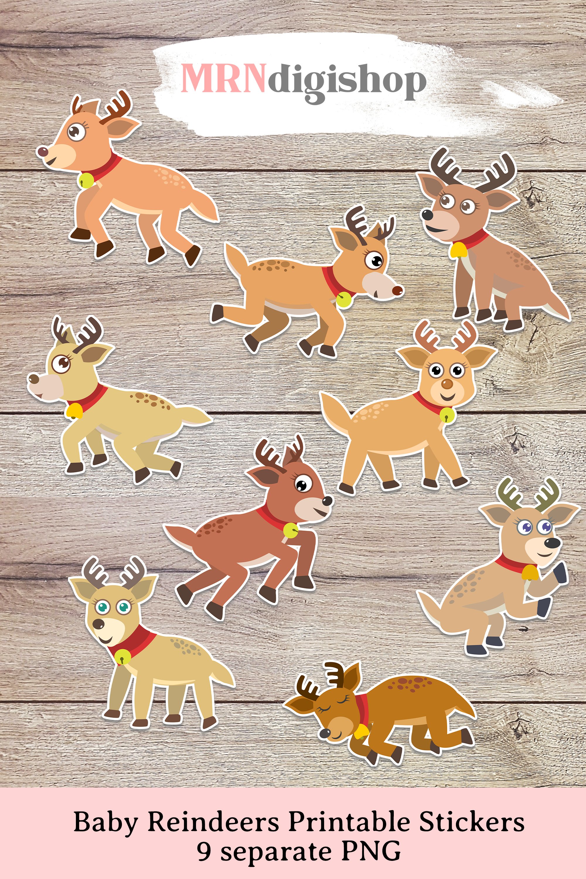 Reindeers Printable Sticker Pack