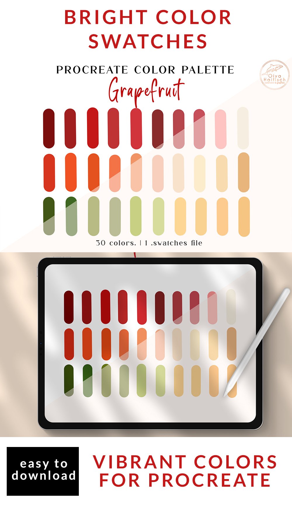 Bright Procreate Color Palette. Summer Color Swatches