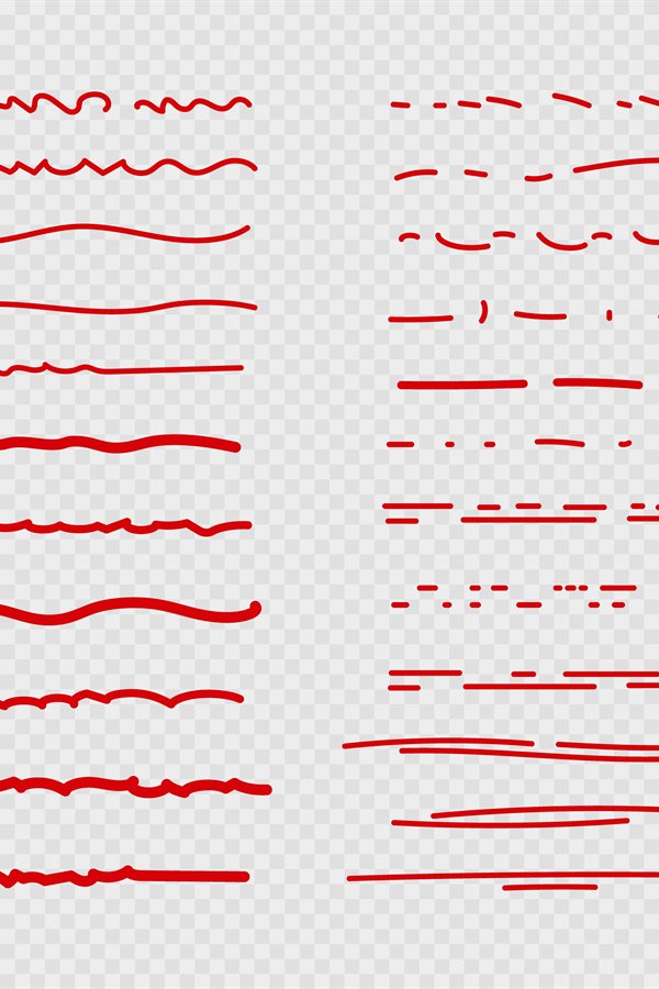 Sketch underline. Red scribble stroke, borders and marks. Br