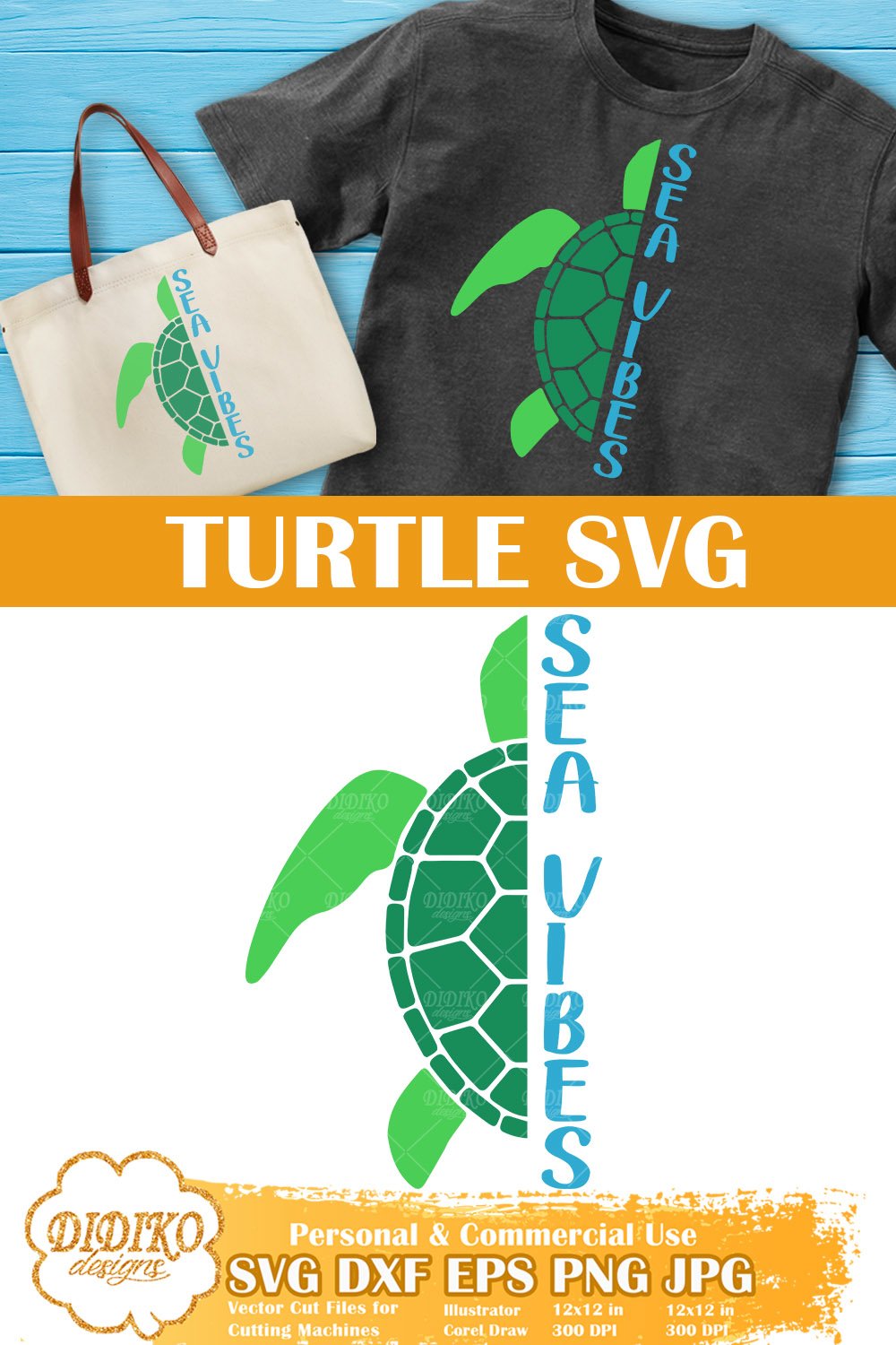 Sea Turtle SVG, Summer Quotes Svg, Sea Vibes Svg Png