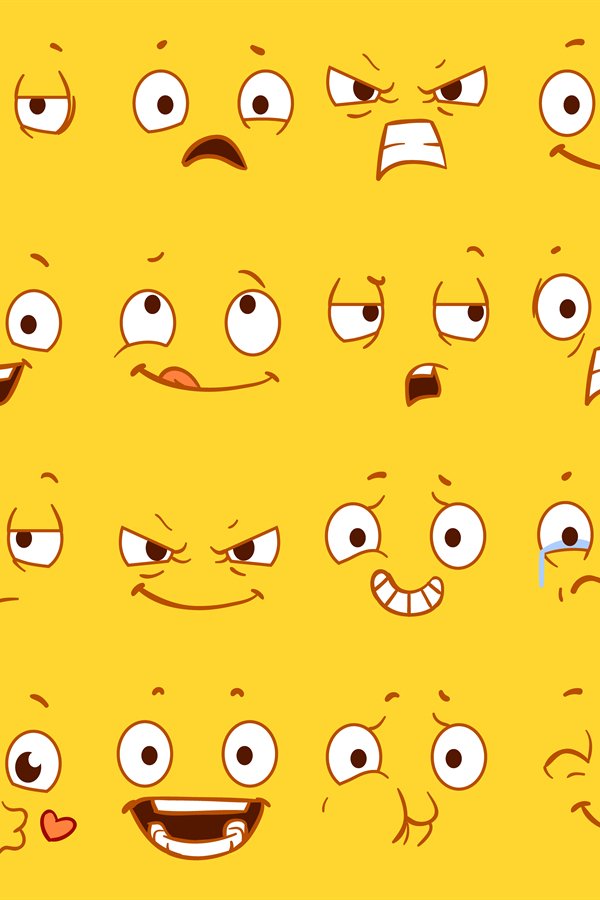 Cartoon faces with different expressions vector set
