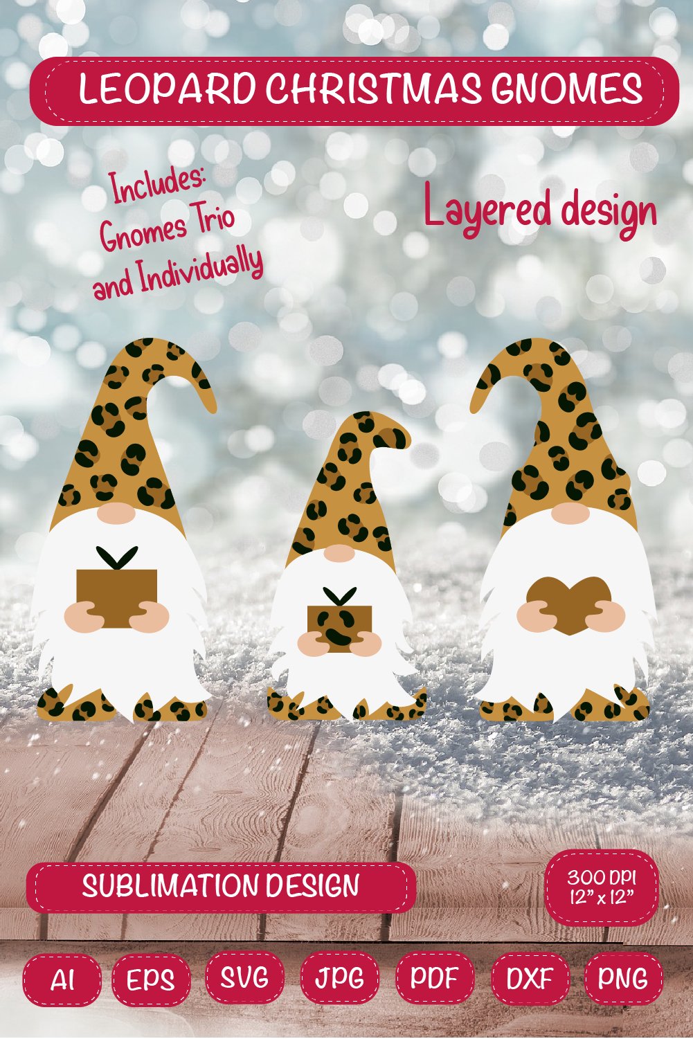 Gnome SVG. Leopard Gnomes Trio