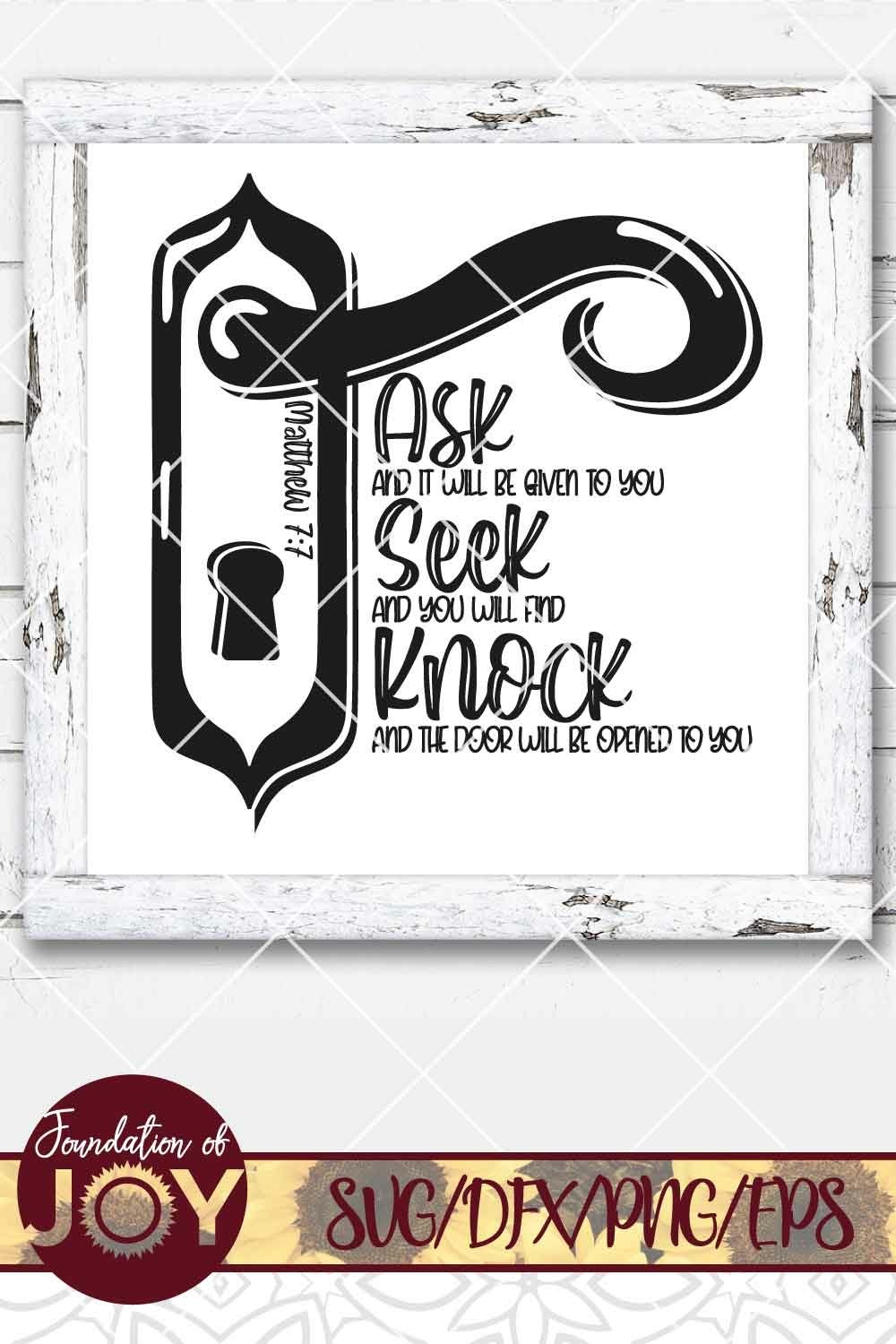 Ask, Seek, Knock svg, Bible verses svg, Christian, Door knob