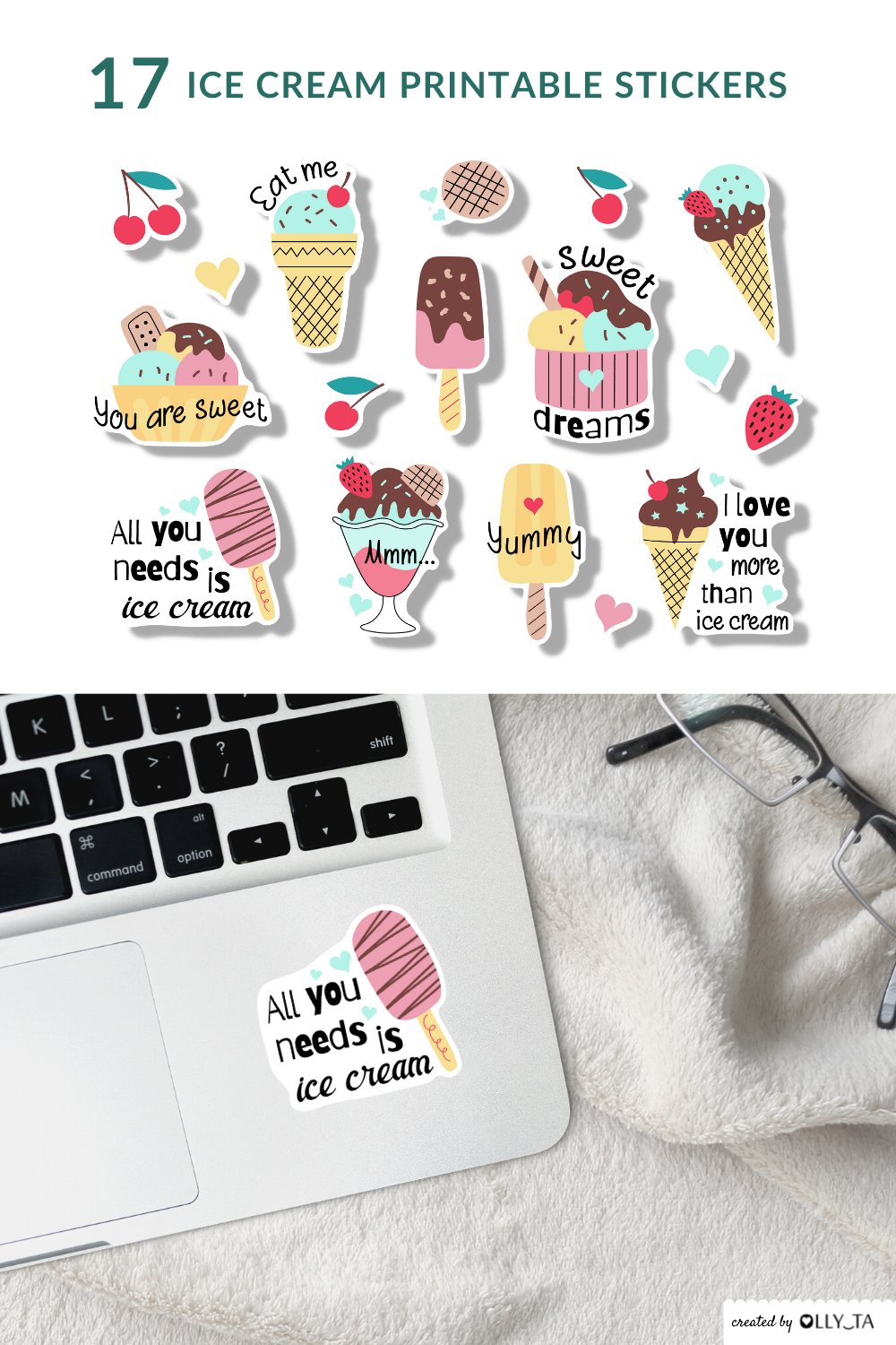 Ice Cream Stickers PNG | Printable Stickers Cricut (2218281)