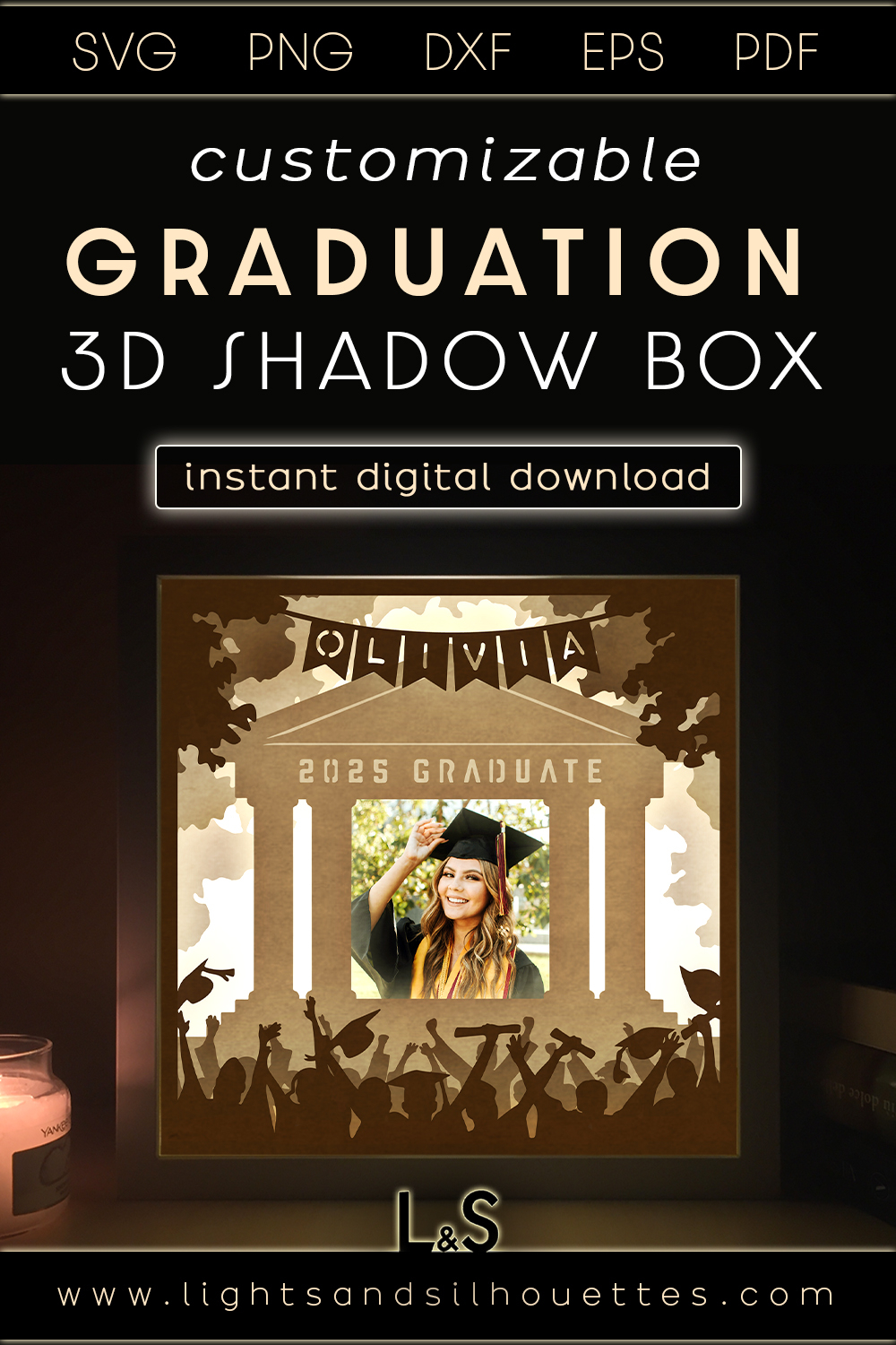 Personalized Graduation Shadow Box Svg | Cricut Light Box