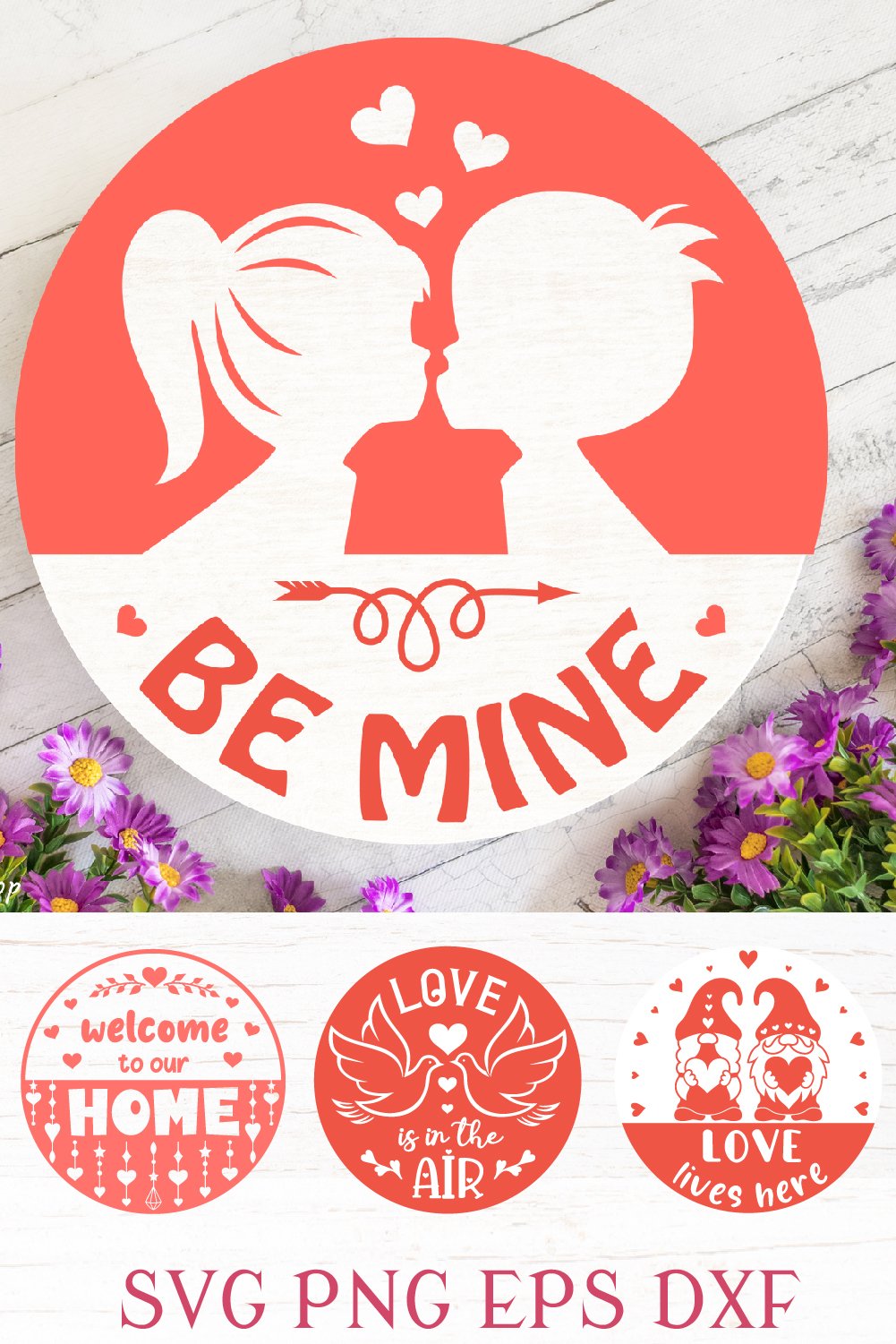 Valentine's Day Round Door Sign svg bundle, welcome sign