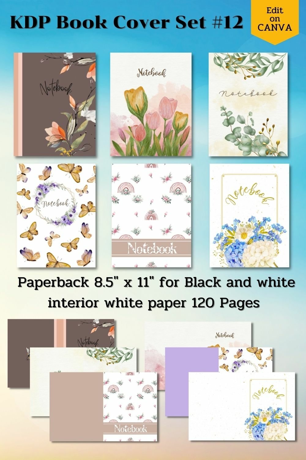KDP Book Cover Set #12 Canva Template - Paperback