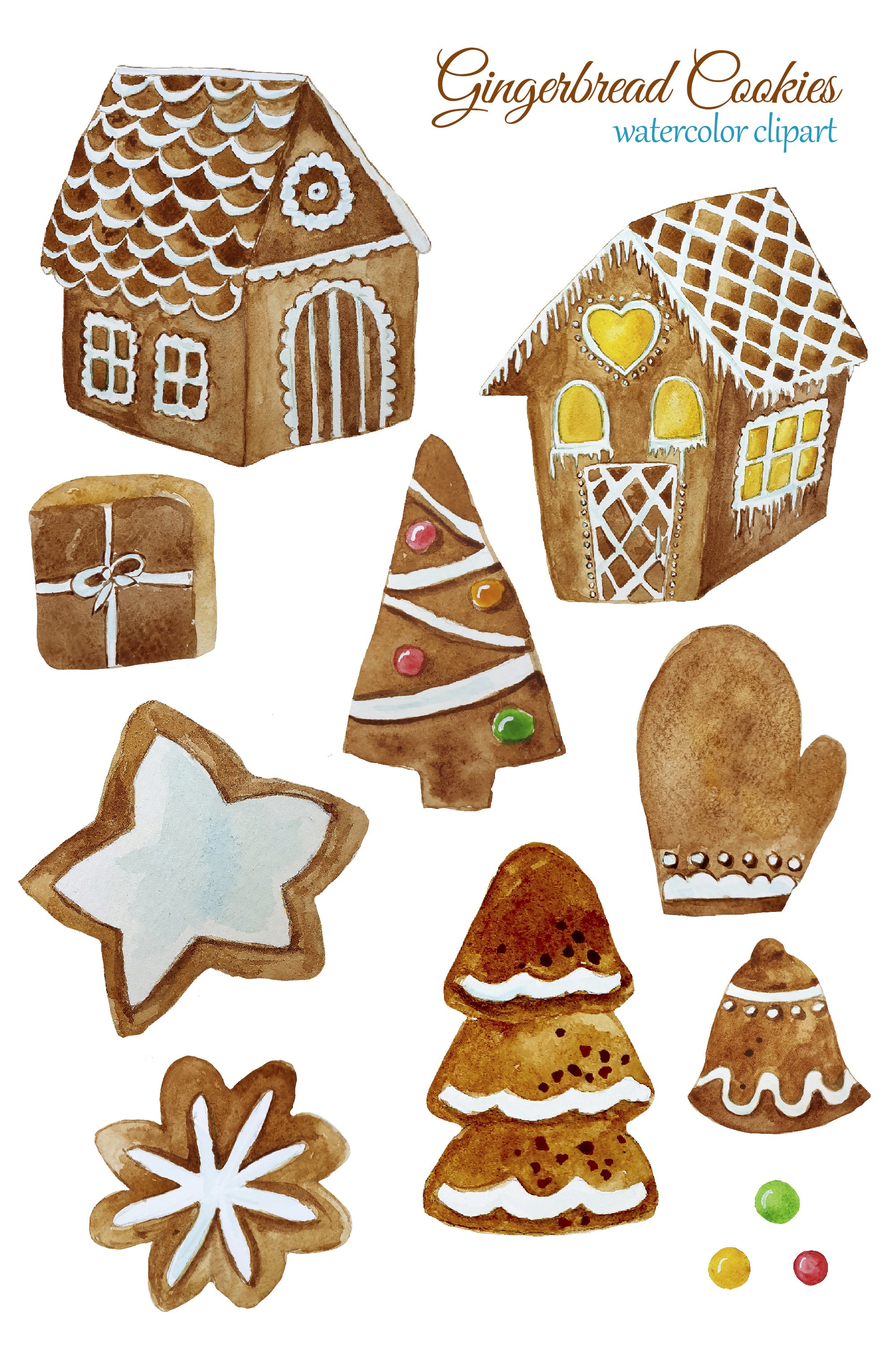 Christmas Gingerbread Cookies Clipart. Gingerbread House