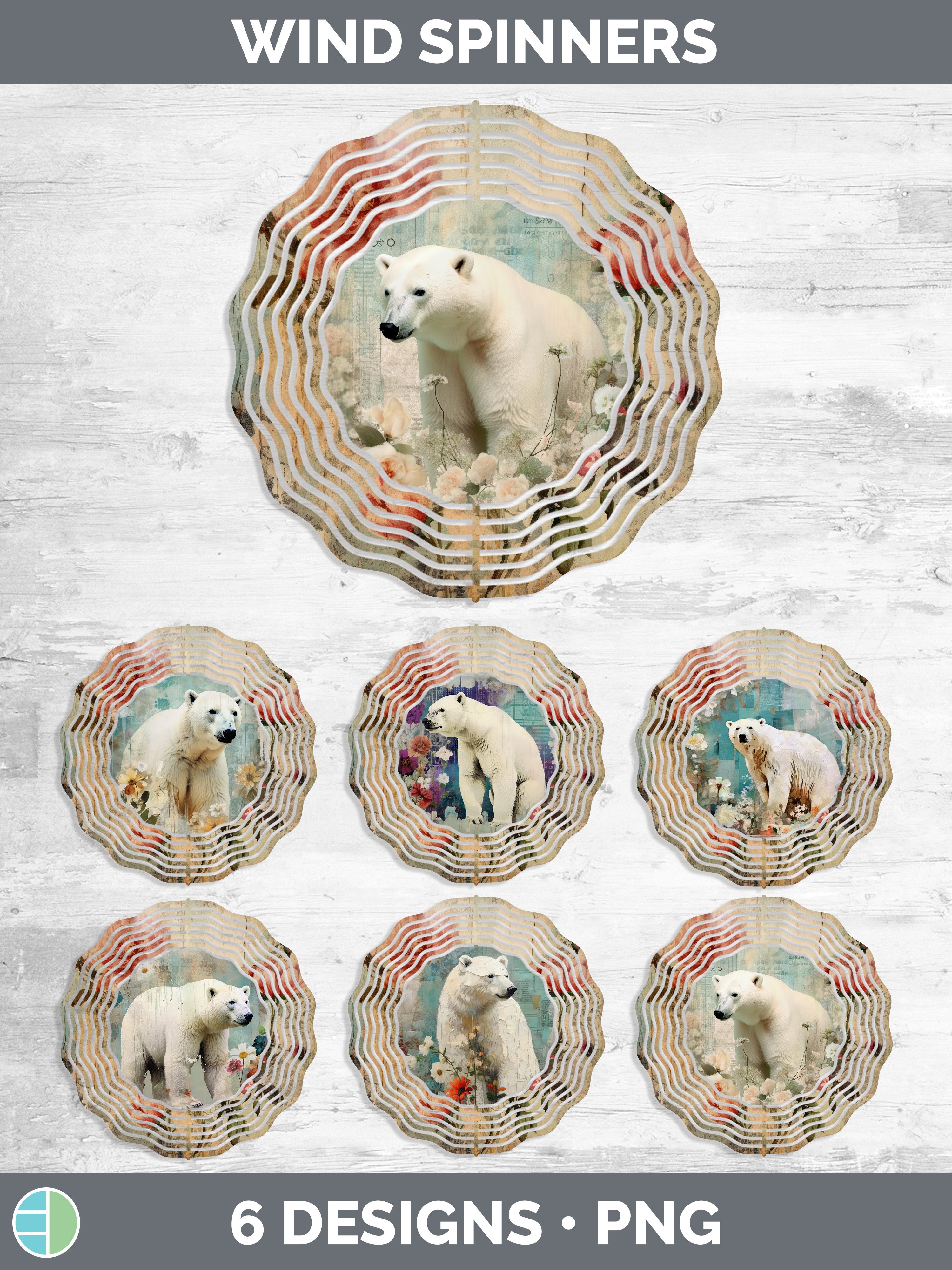 Vintage Polar Bear Wind Spinner | Sublimation Spinner Design