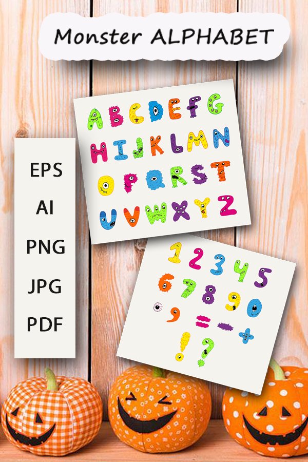 Monster Alphabet clipart set, Halloween