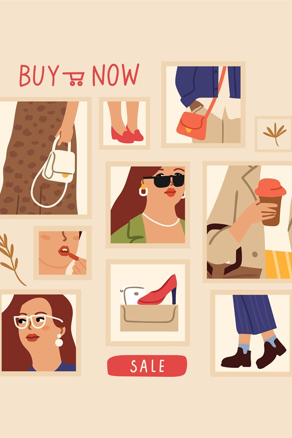 Fashion collage. Sale poster, shopping online store concept.
