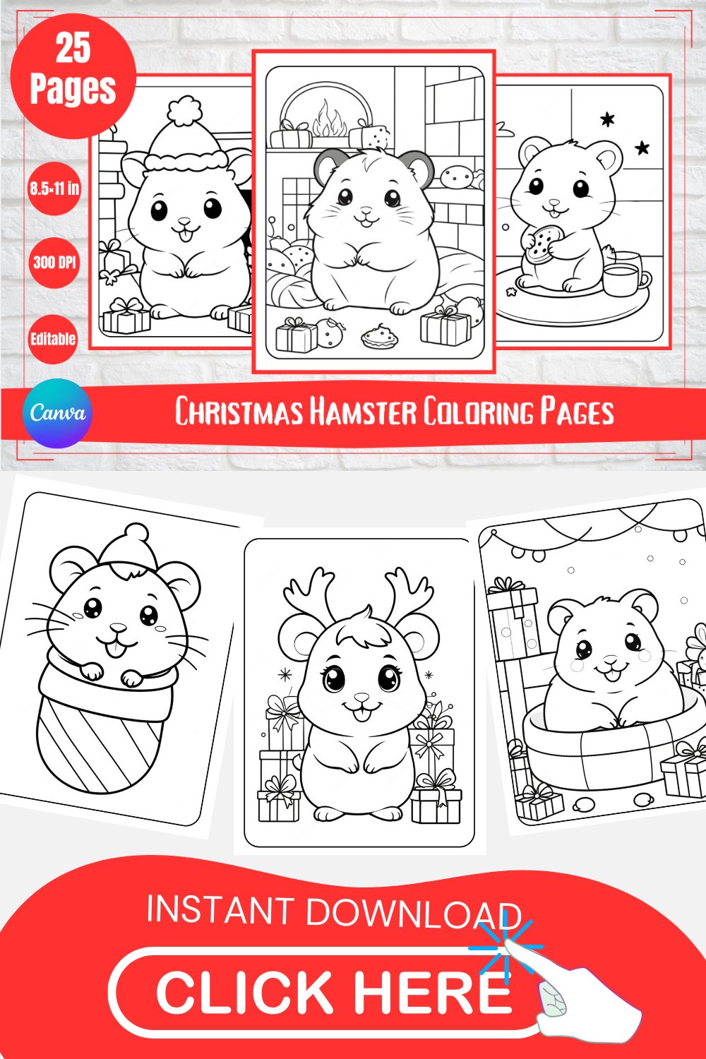 25 Christmas Hamster Coloring Pages