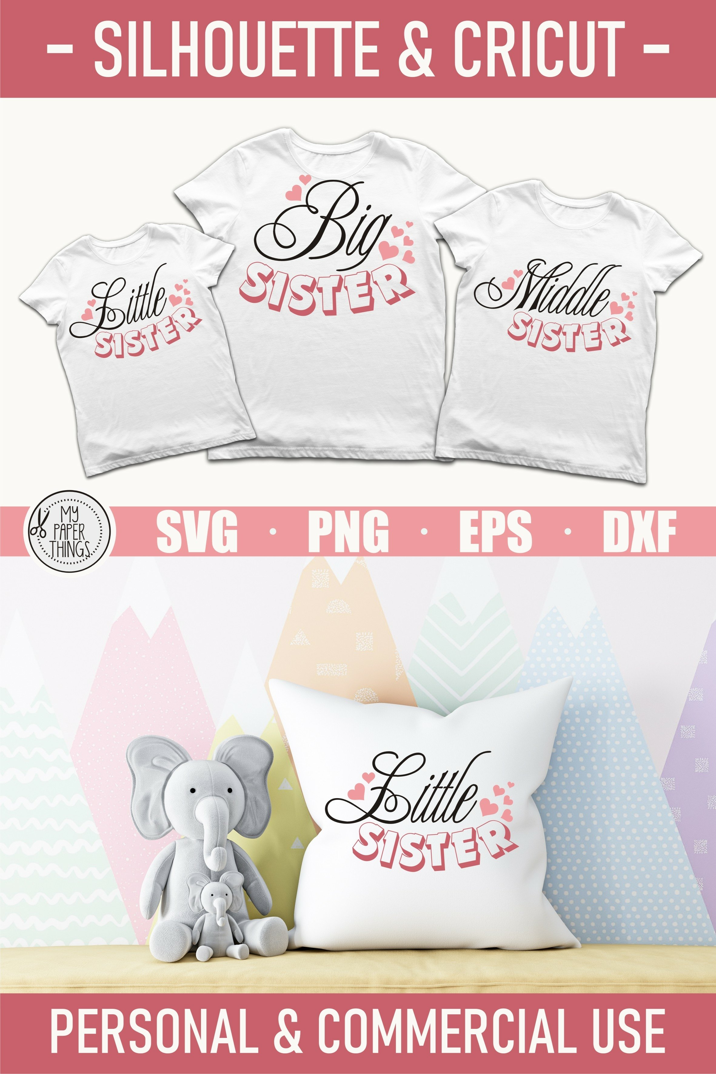 Big, Middle, Little sister svg cut file