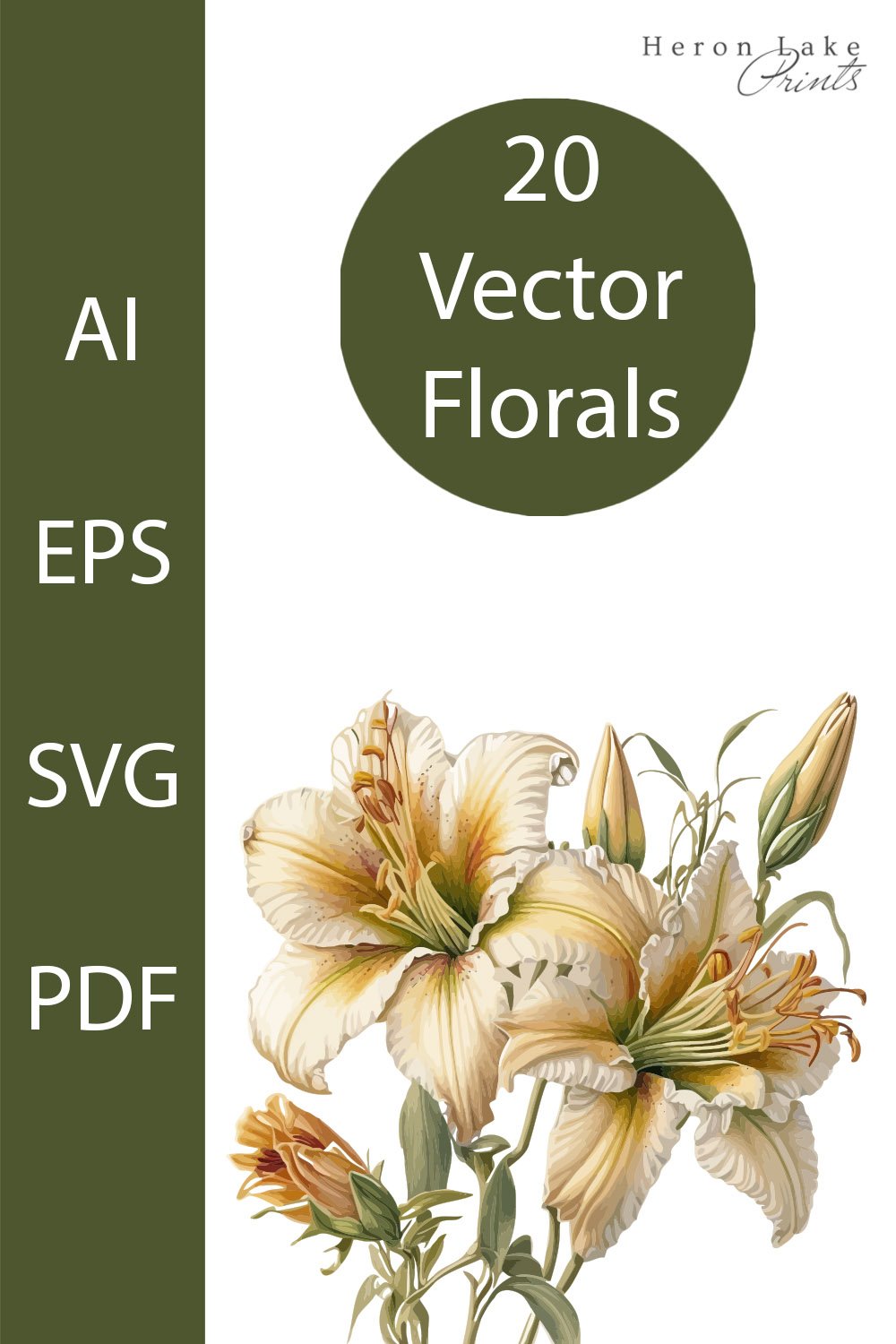 Variety of Botanical Flower Clip Art Vectors