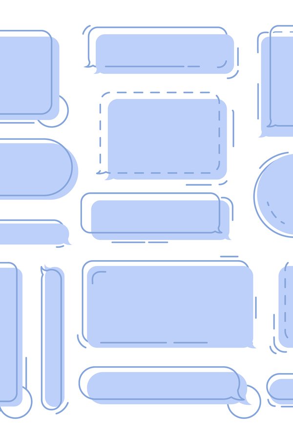 Chat speech bubbles. Geometric thought balloons, clouds for