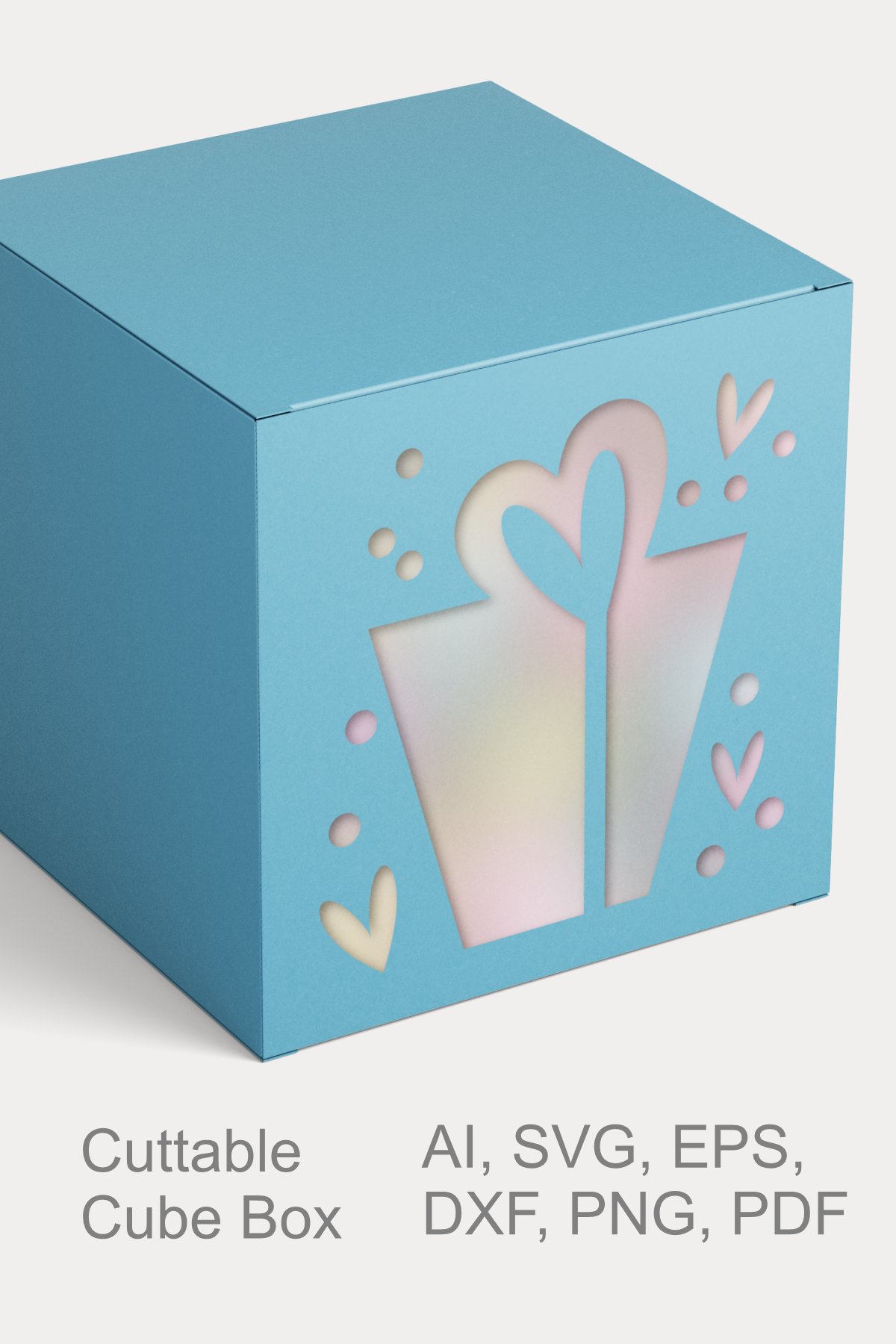 Tapered Present Window Cube Gift Box Cuttable Template SVG