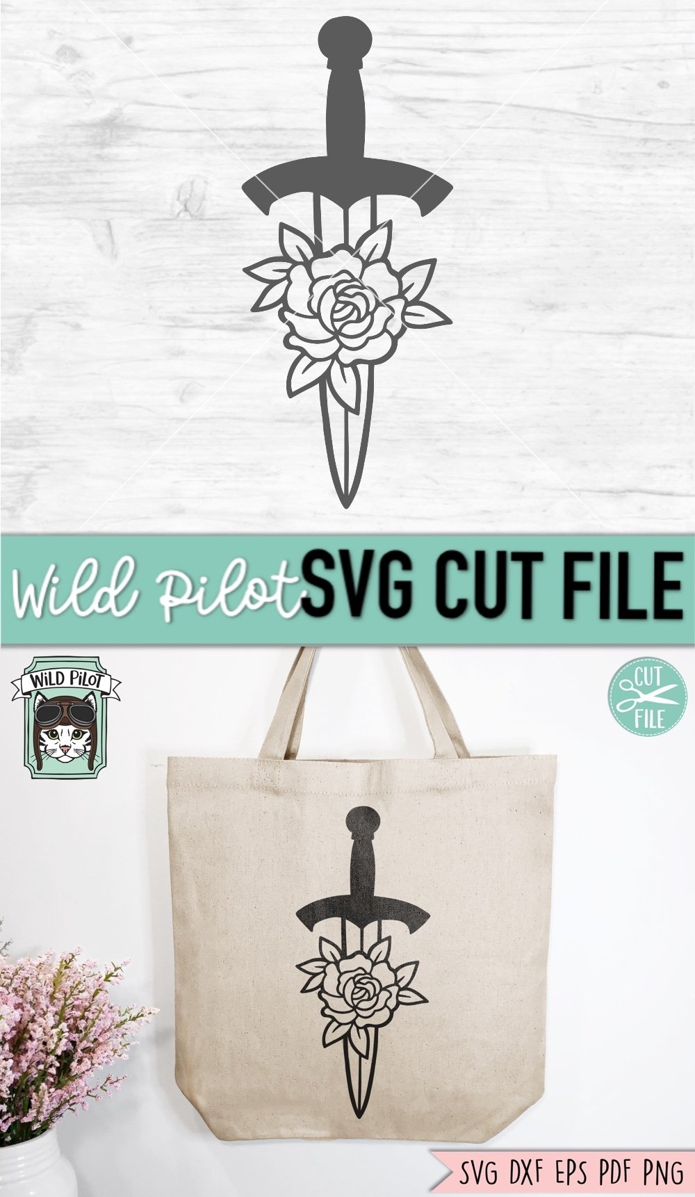 Floral Sword SVG, Flower Sword SVG, Medieval SVG, Mystical