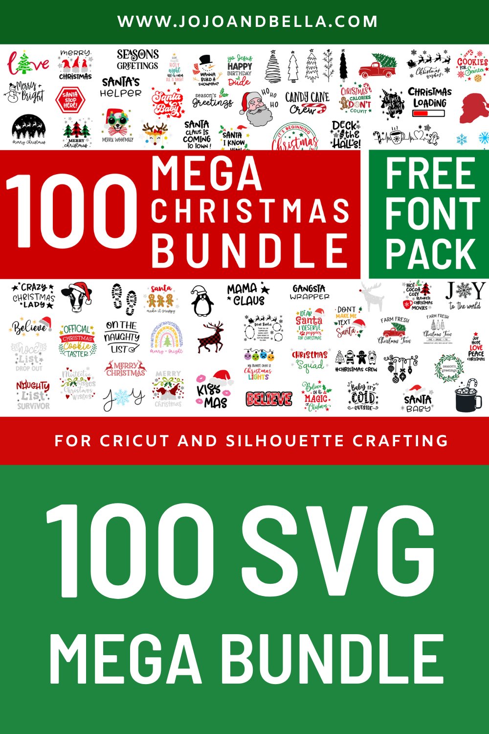 100 Mega Christmas Bundle with Free Fonts (2229904)