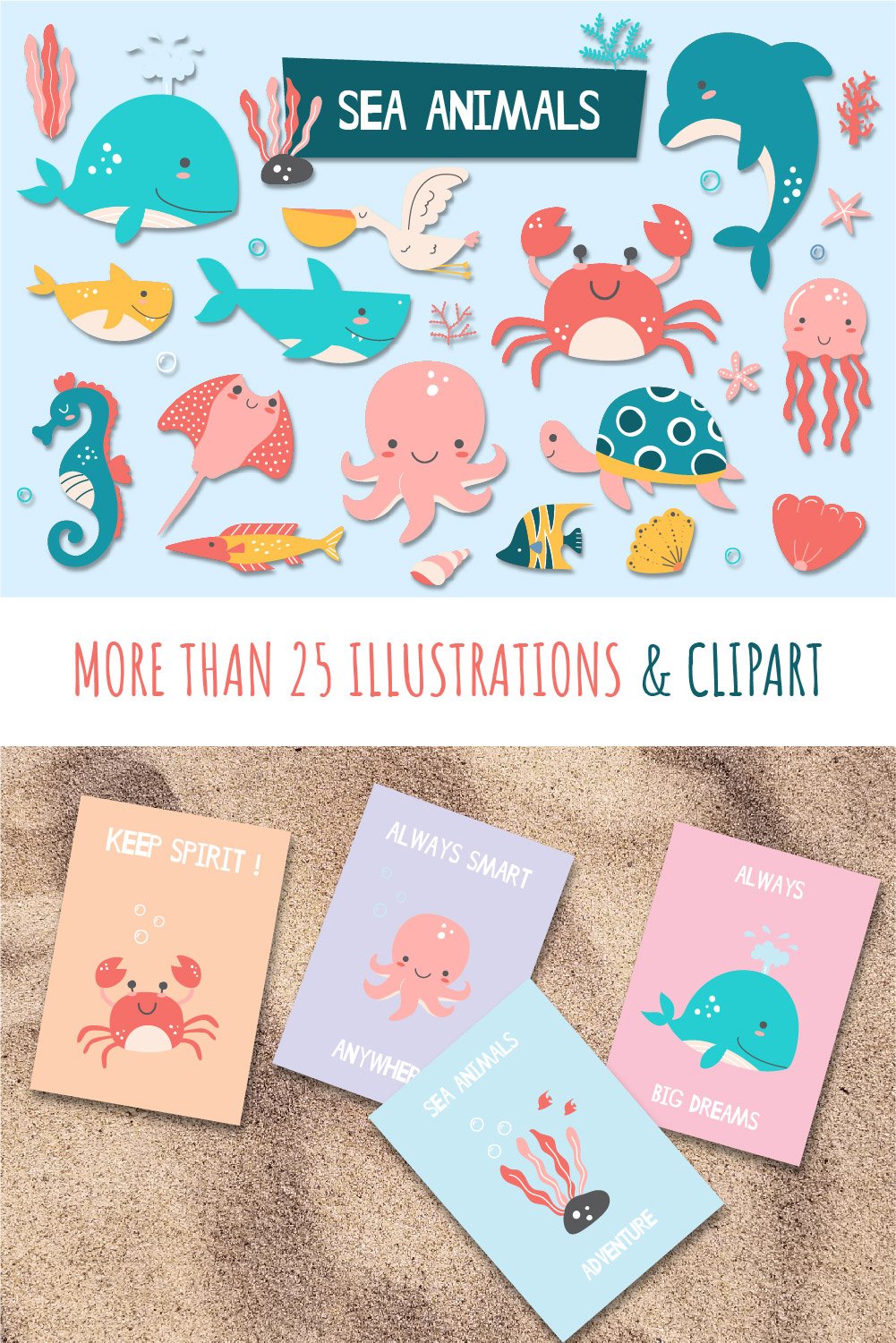 Sea Animals, Marine, baby shark, Digital printable (2283366)