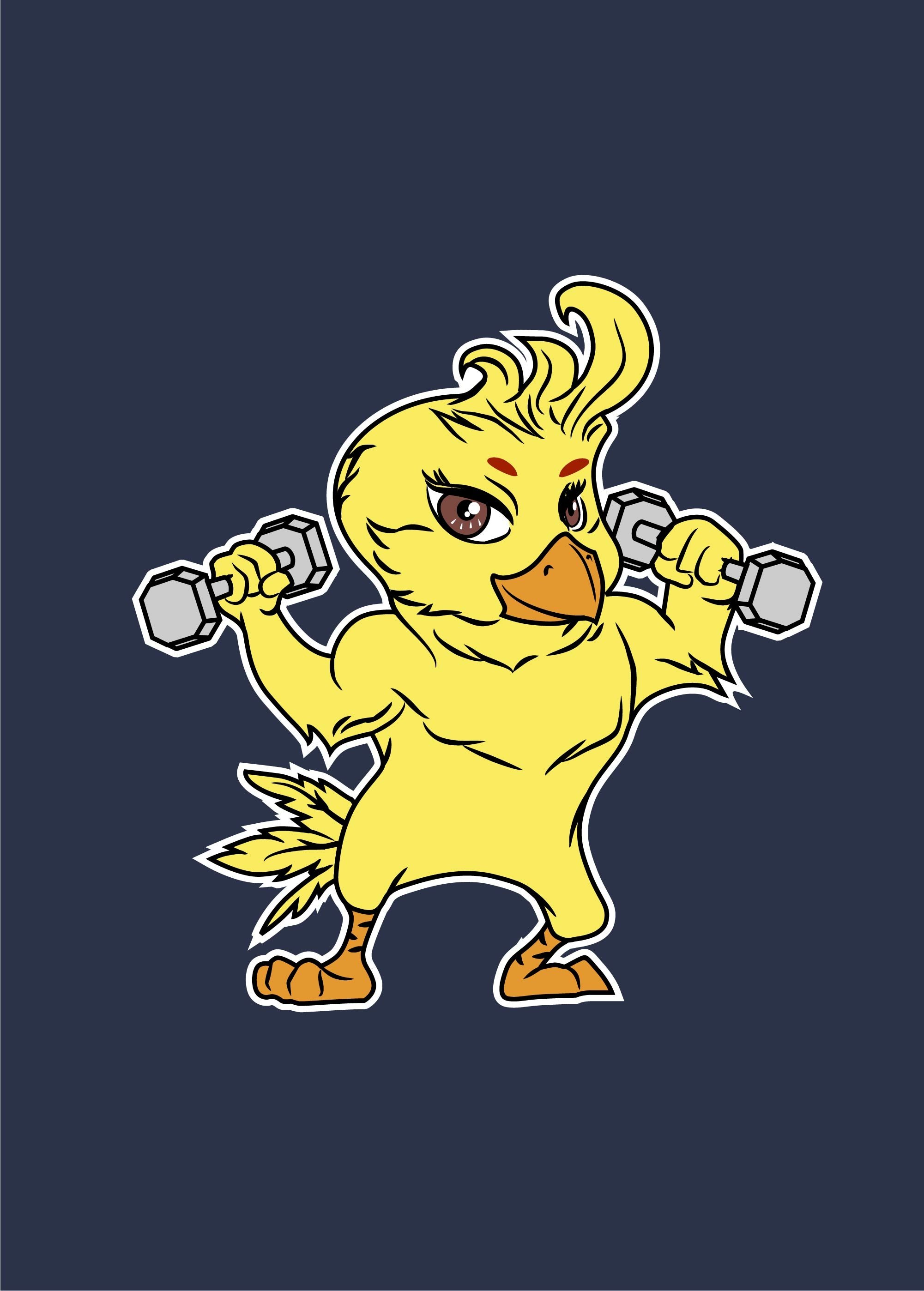 GYM CHICKEN CARTOON