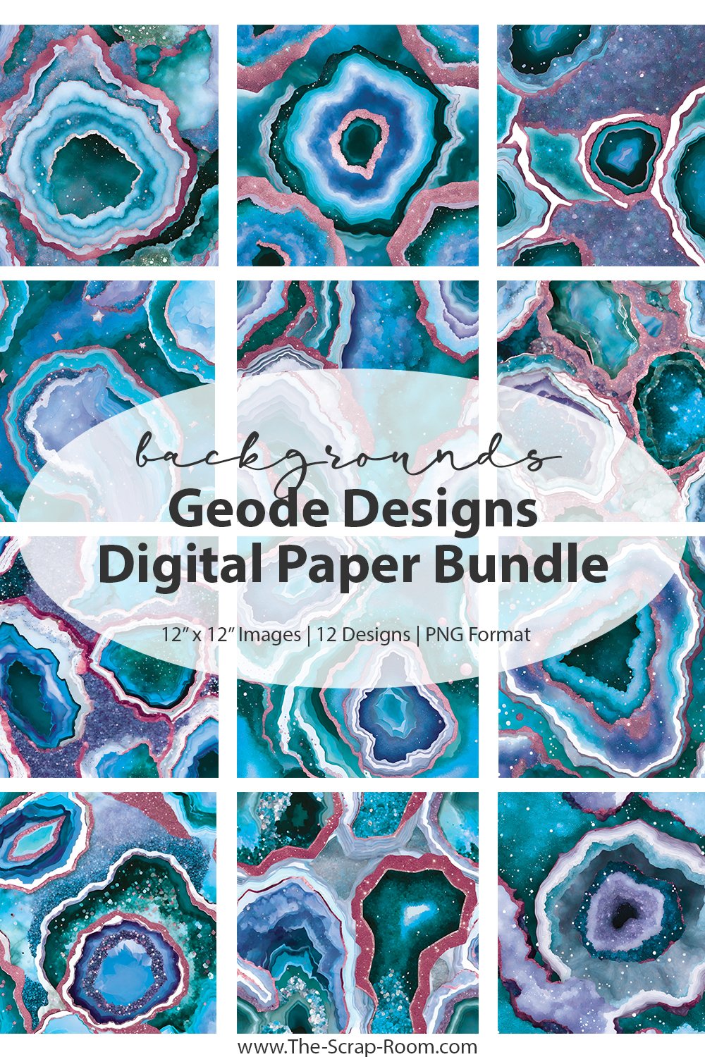 Digital Paper, texture, patterns, printable: Lt Blue Geodes